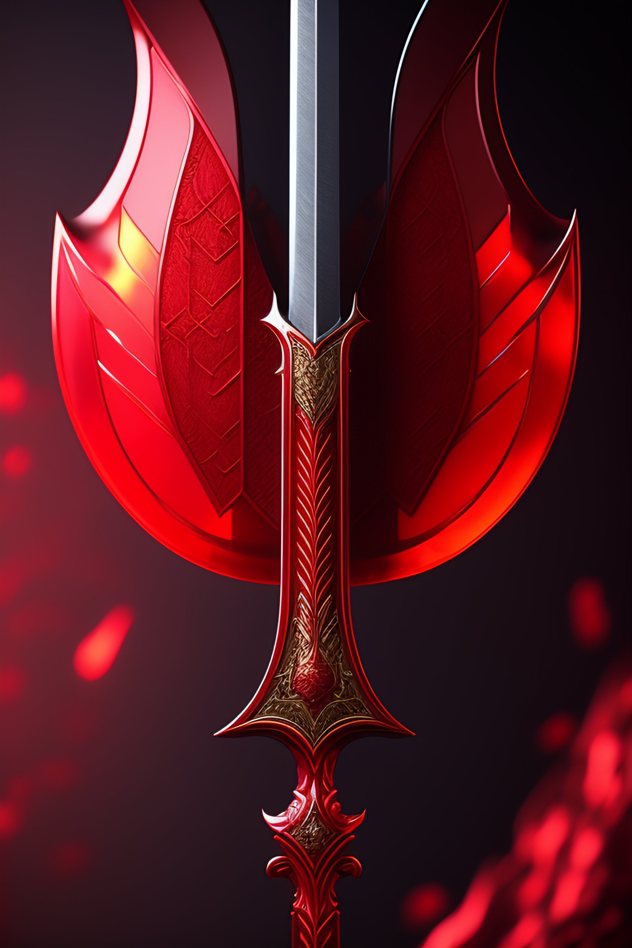 Lexica - Fantasy longsword made of transparent red glass, evil magic ...
