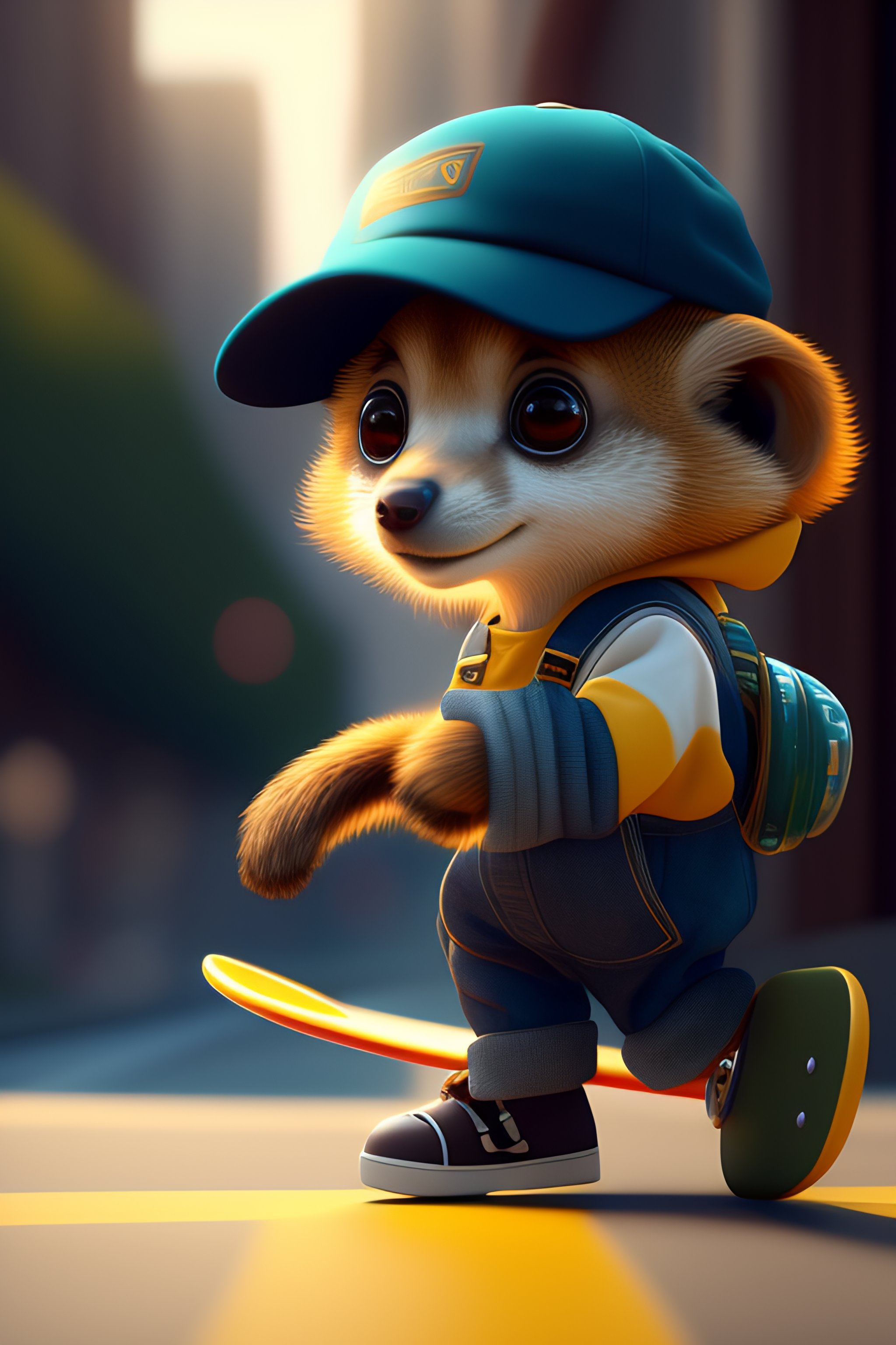 Lexica - Cute little humanoid suricate, dressed with dungarees, shoes ...