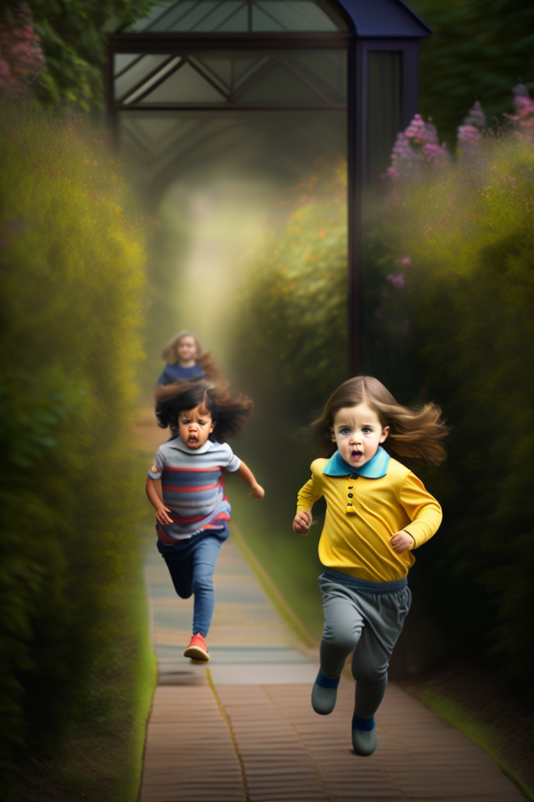 Lexica - Frightened Children: A picture of children running away in ...