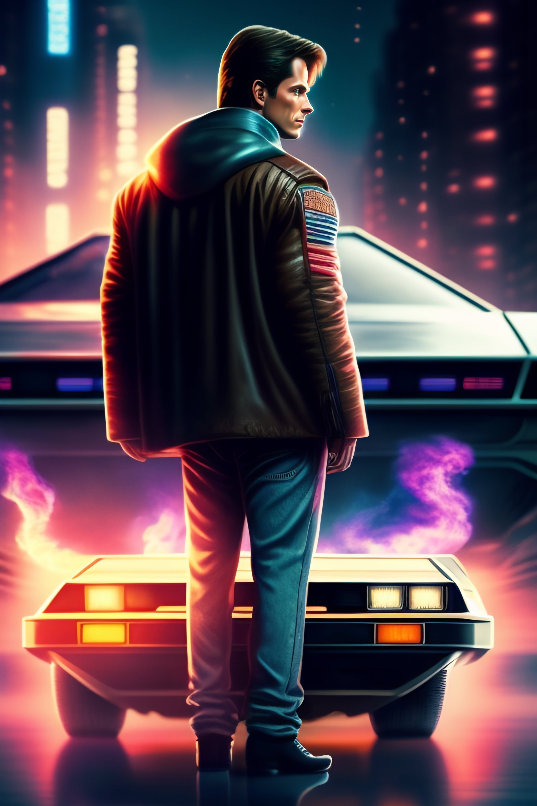 Lexica - Marty mcfly standing in the front of delorean, from back to ...