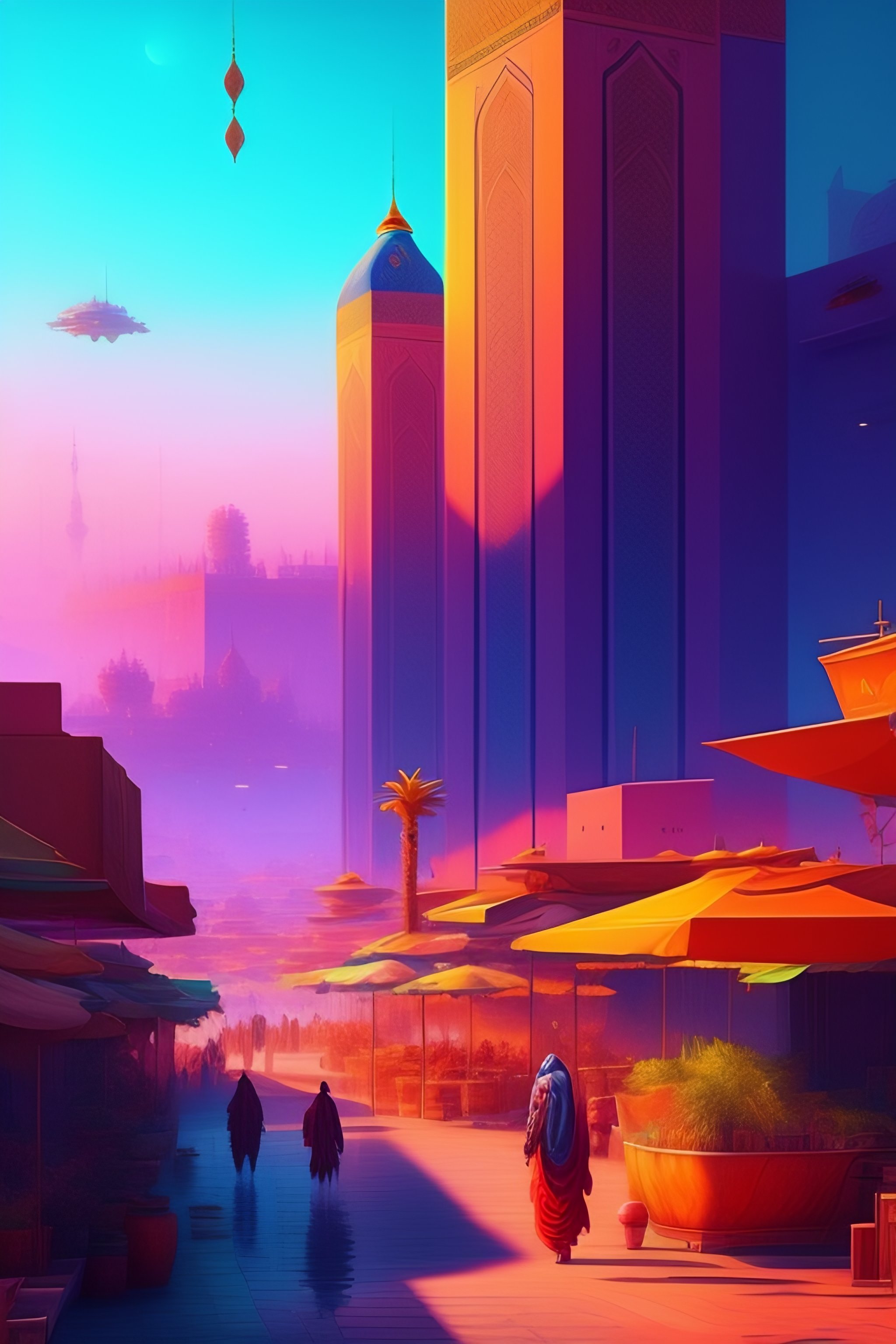 Lexica - Ultra detailed concept art of a moroccan arabic cyberpunk city ...