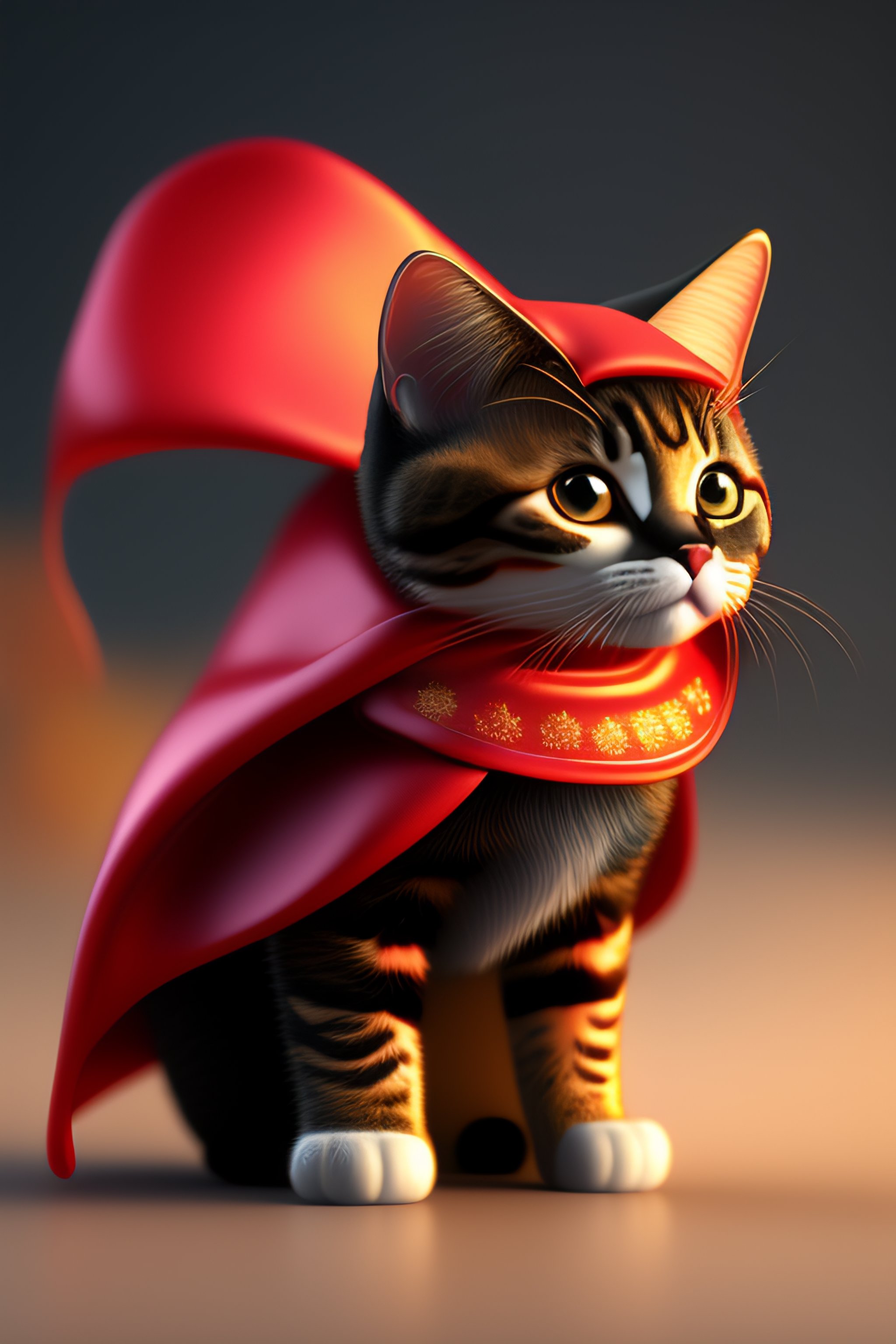 Lexica - 3d render of funko pop cat wearing a superhero cape, happy new ...