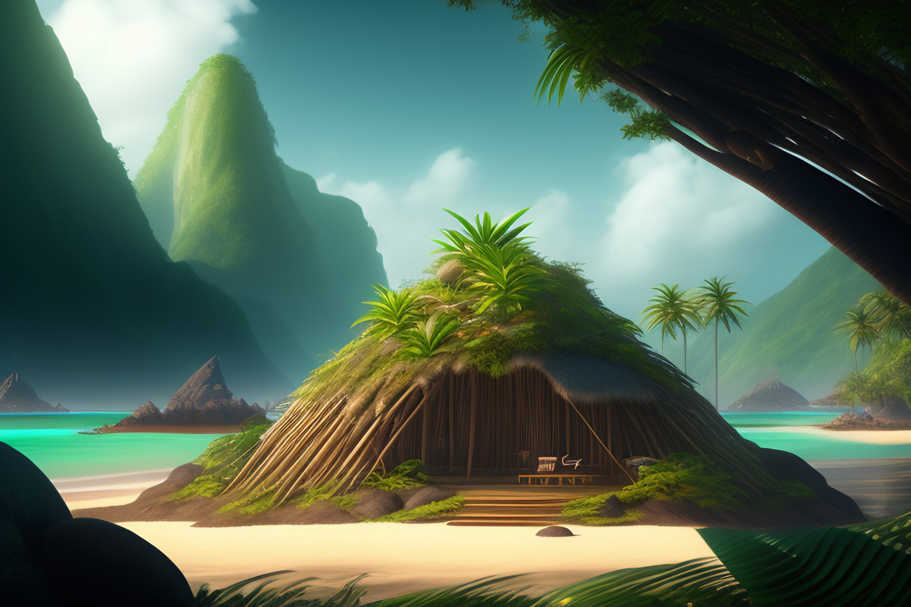 Tropical Island Huts