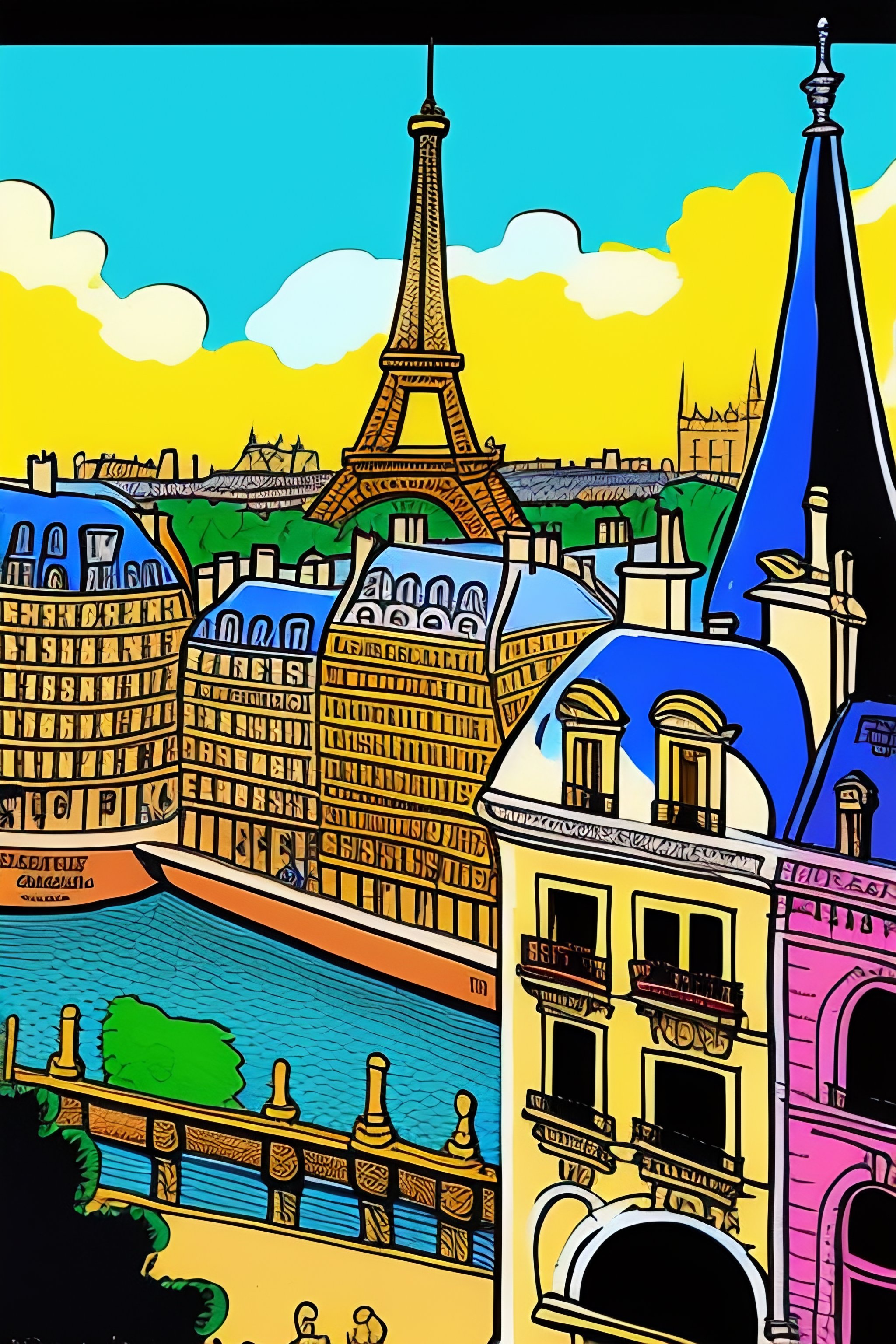 Lexica - Chaotic hand drawing colored sketch illustration retro of ...