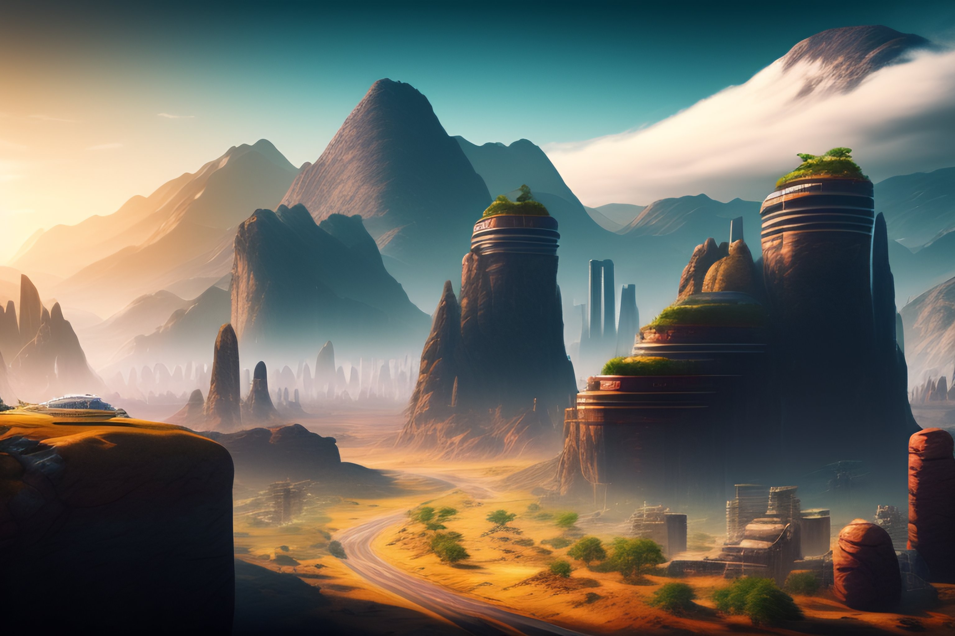 Lexica - Rock based livable city with people, ancient architecture ...