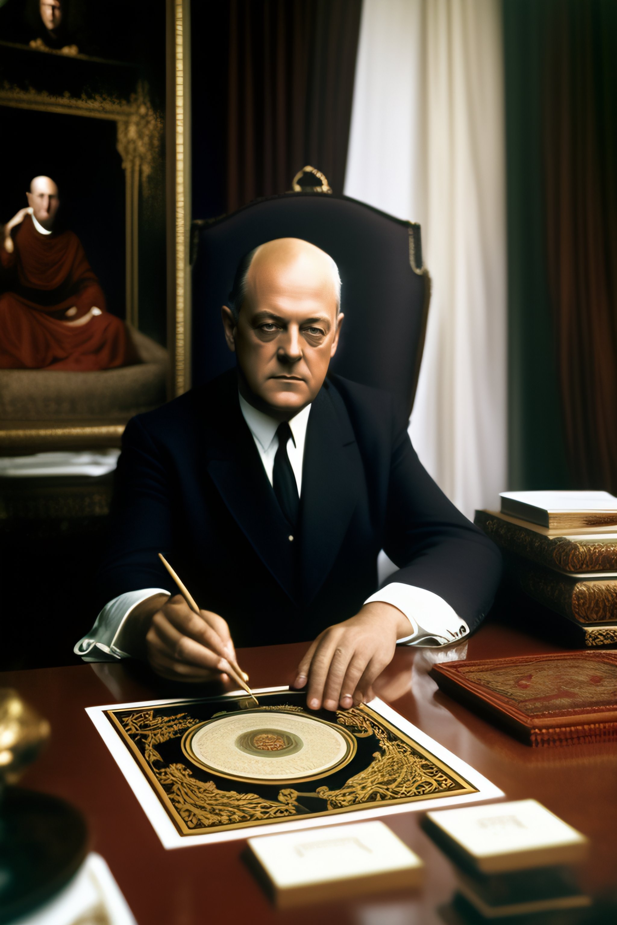 Lexica - Portrait of aleister crowley laying out the tarot cards