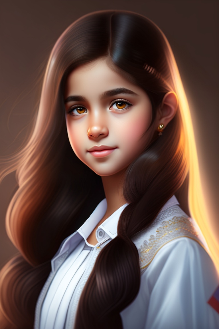 Lexica - Realistic 12 year old girl, black long brown hair, pretty face ...