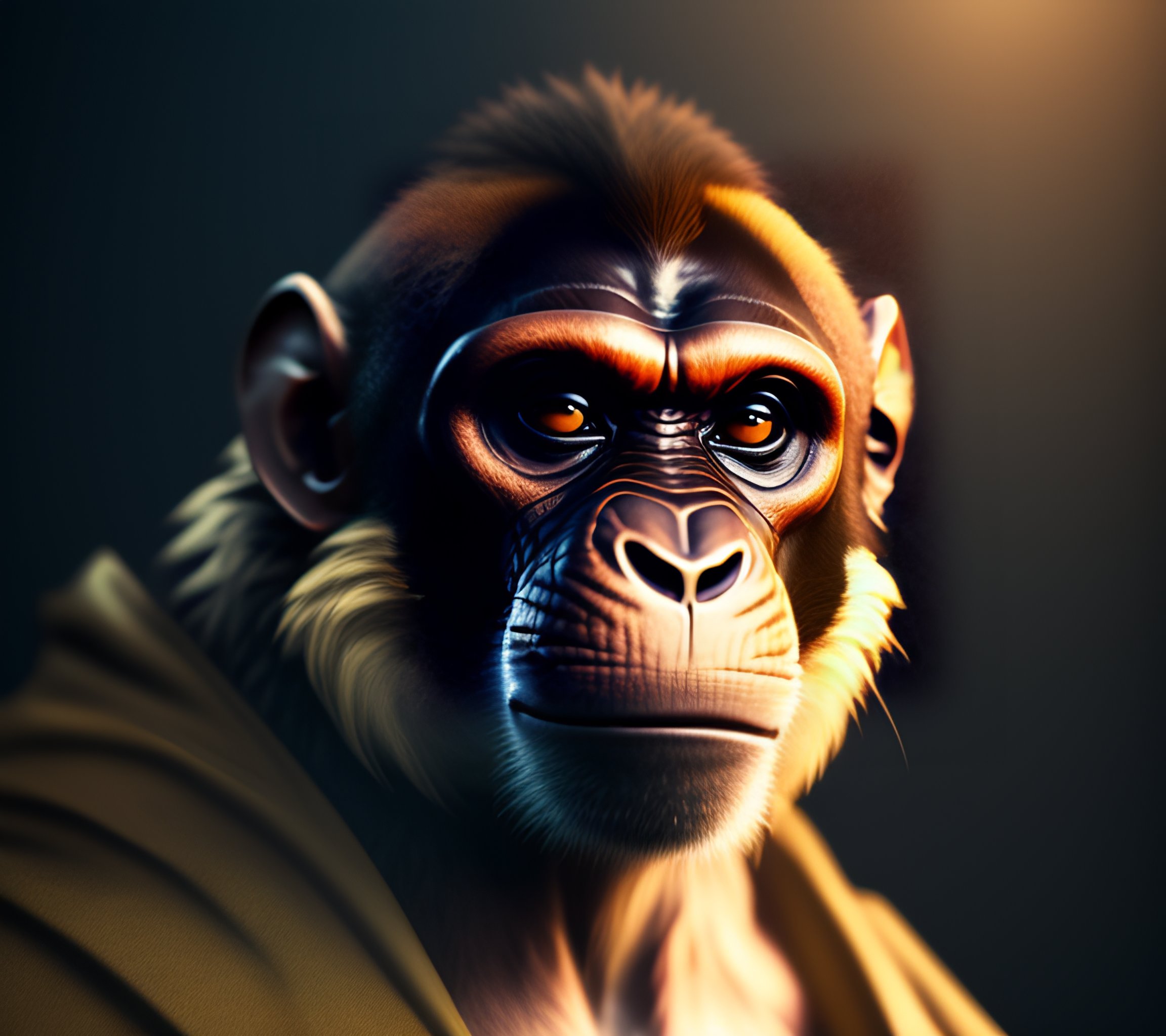 Lexica - Front view portrait, Monkey wearing a surgical mask covering ...