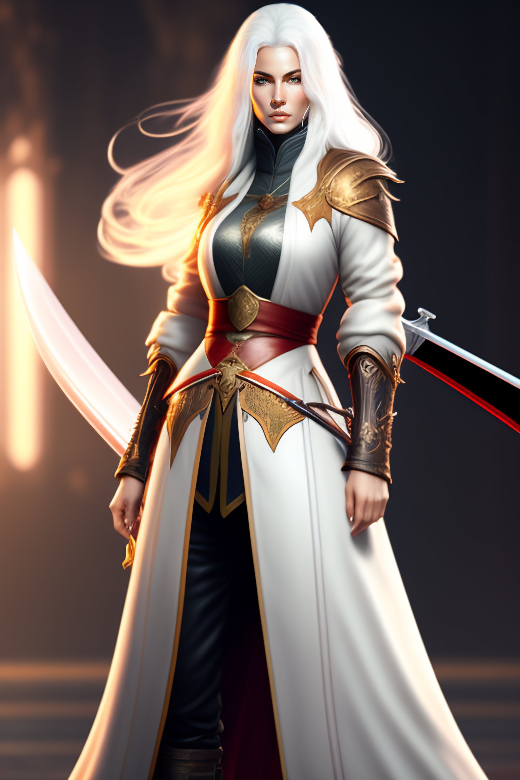 Lexica - Full body portrait of aristocratic female swordsman, long ...