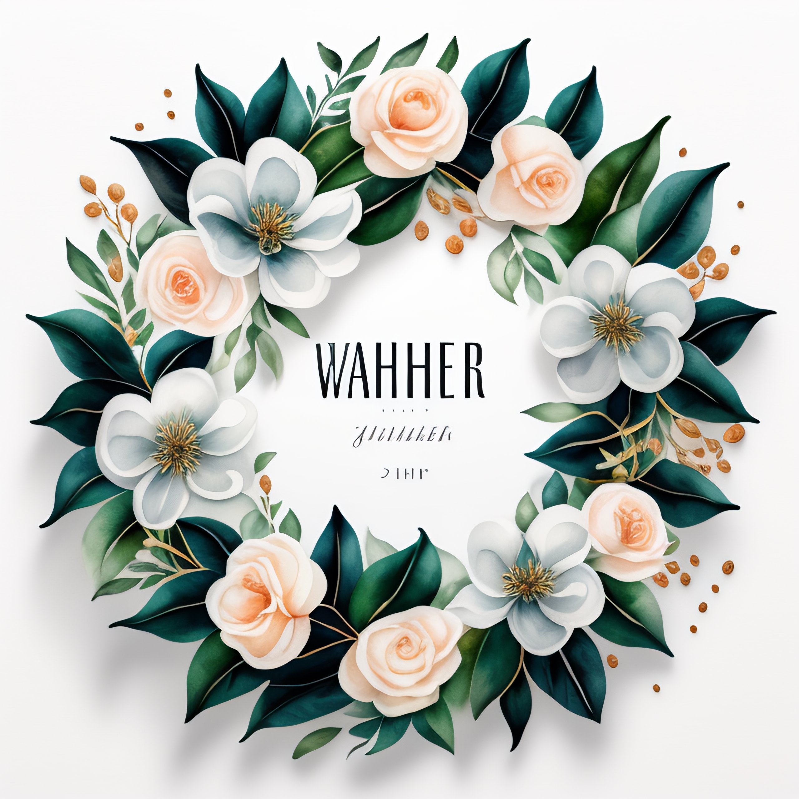 Lexica - Blank white placeholder with round lush bloomy wreath ...