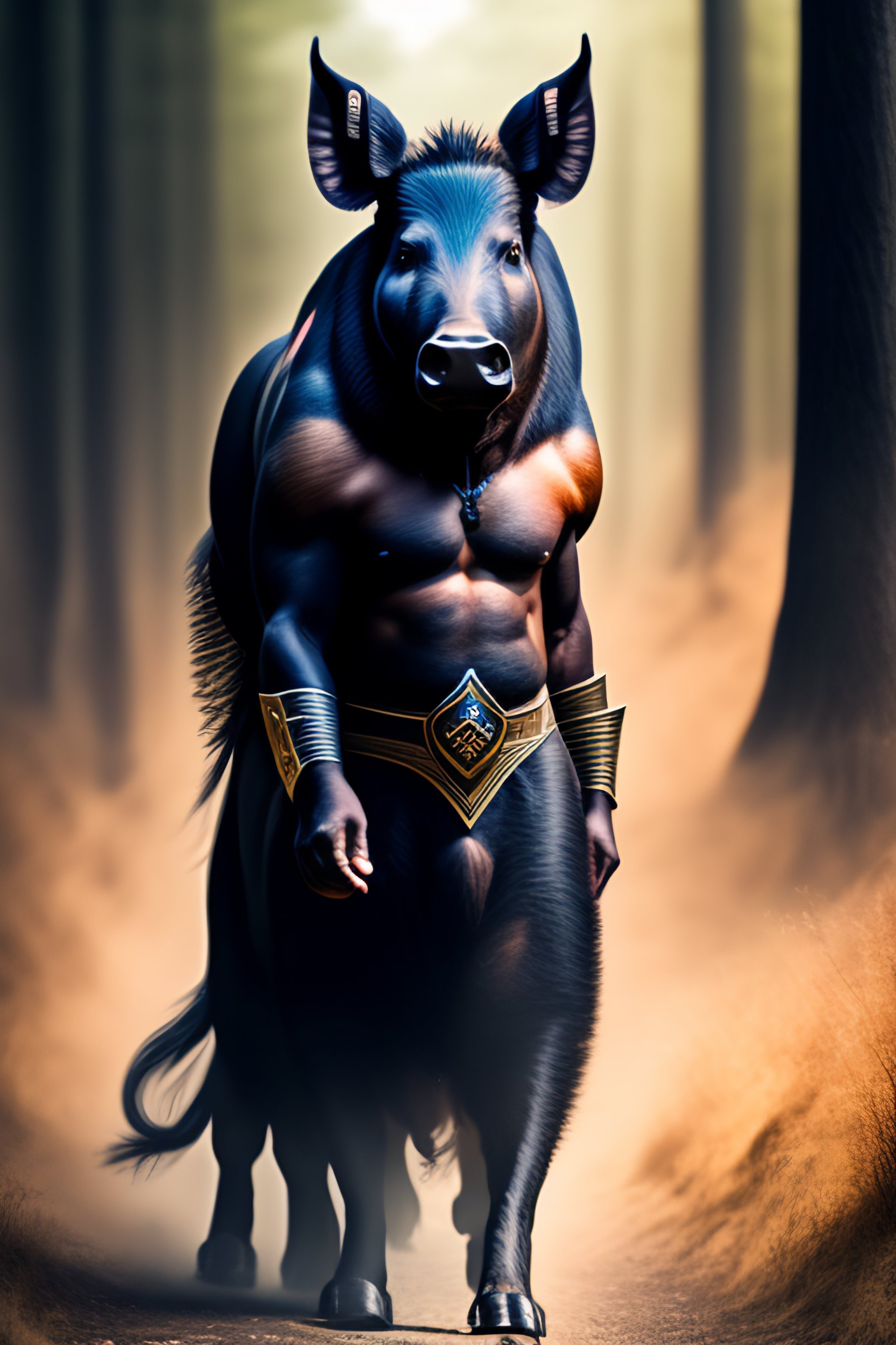 Lexica - Image of a 1800 skinwalker soldier shapeshifting into an boar