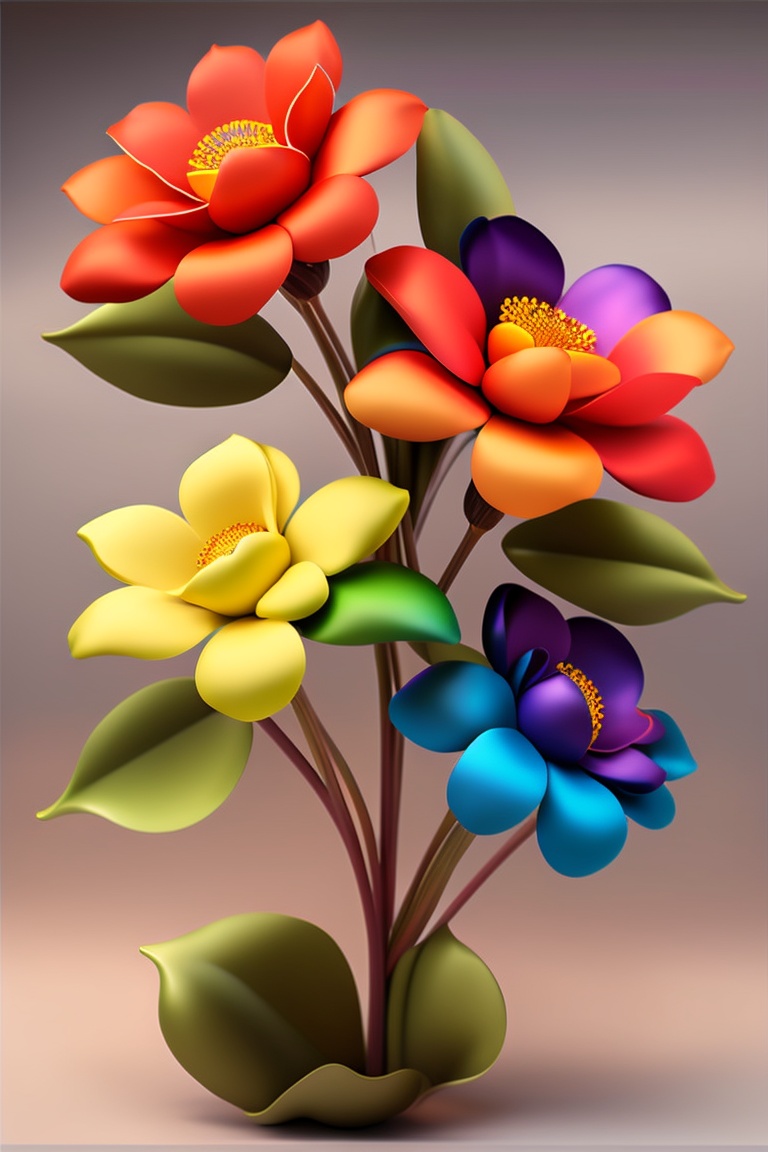 Lexica - Four - Draw four colored flowers. Write "4" below the flowers ...