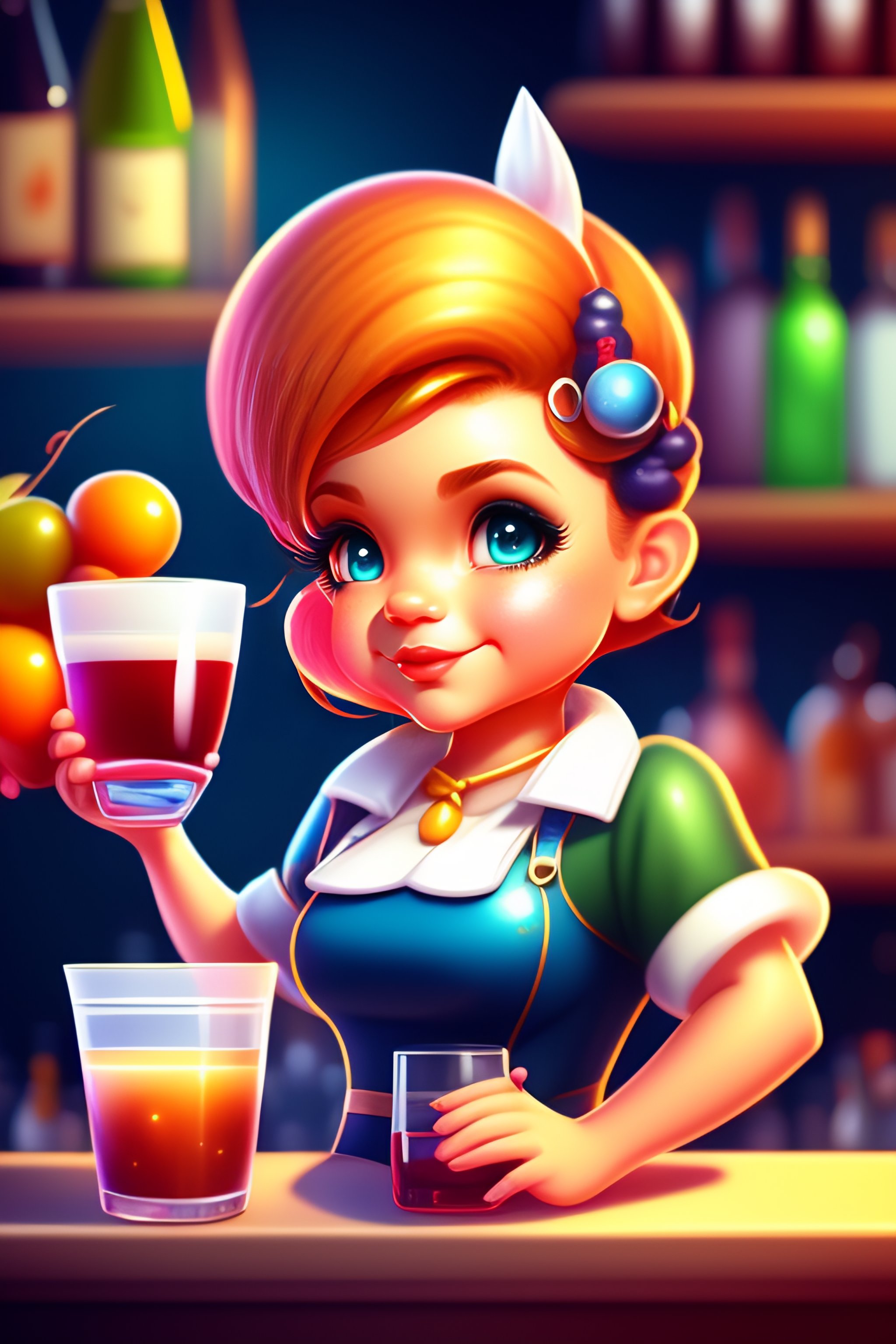 Lexica - Cute and adorable bartender cartoon it baby, fantasy, dreamlike, surrealism, super ...