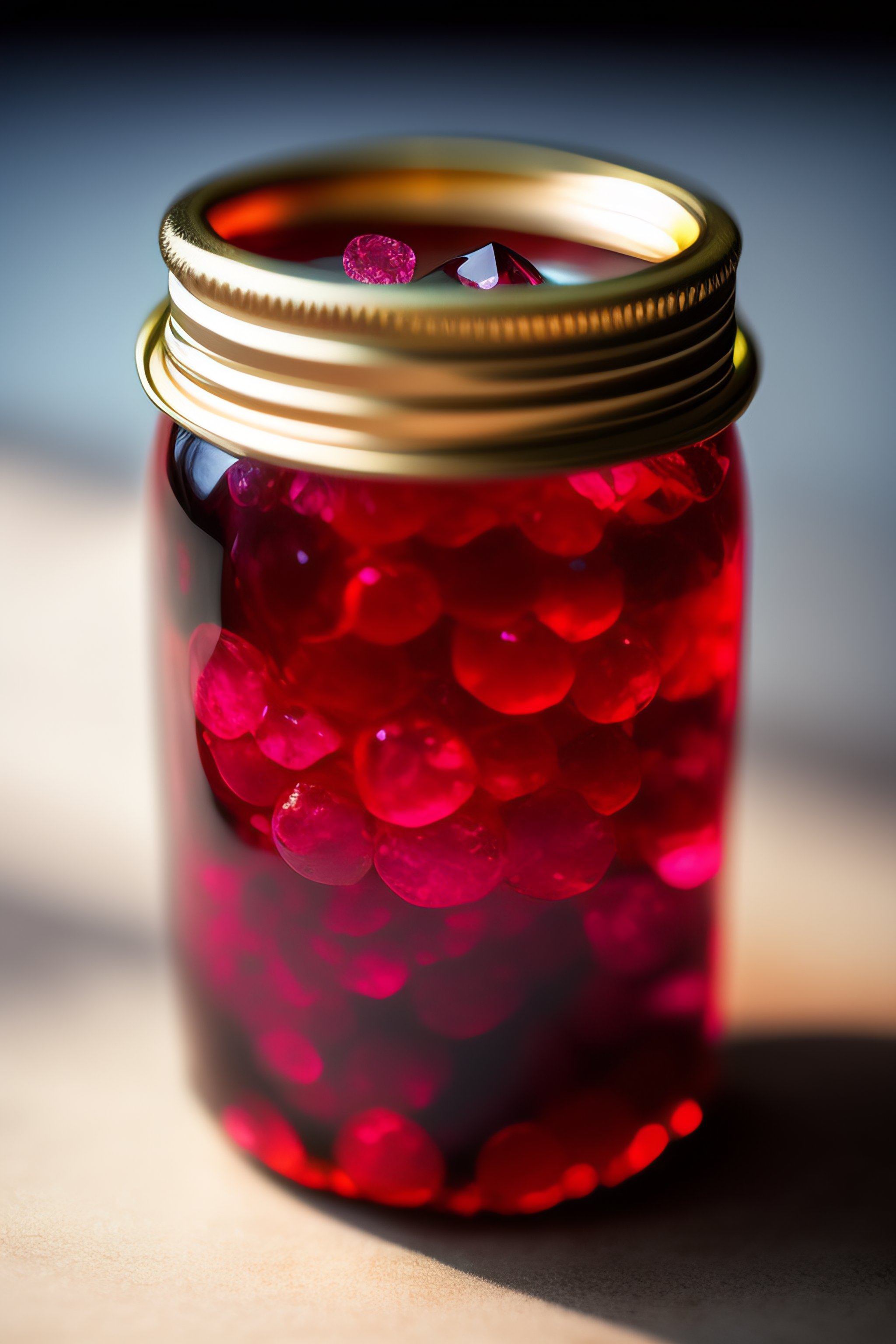 Lexica - Ruby gemstones in a jar
