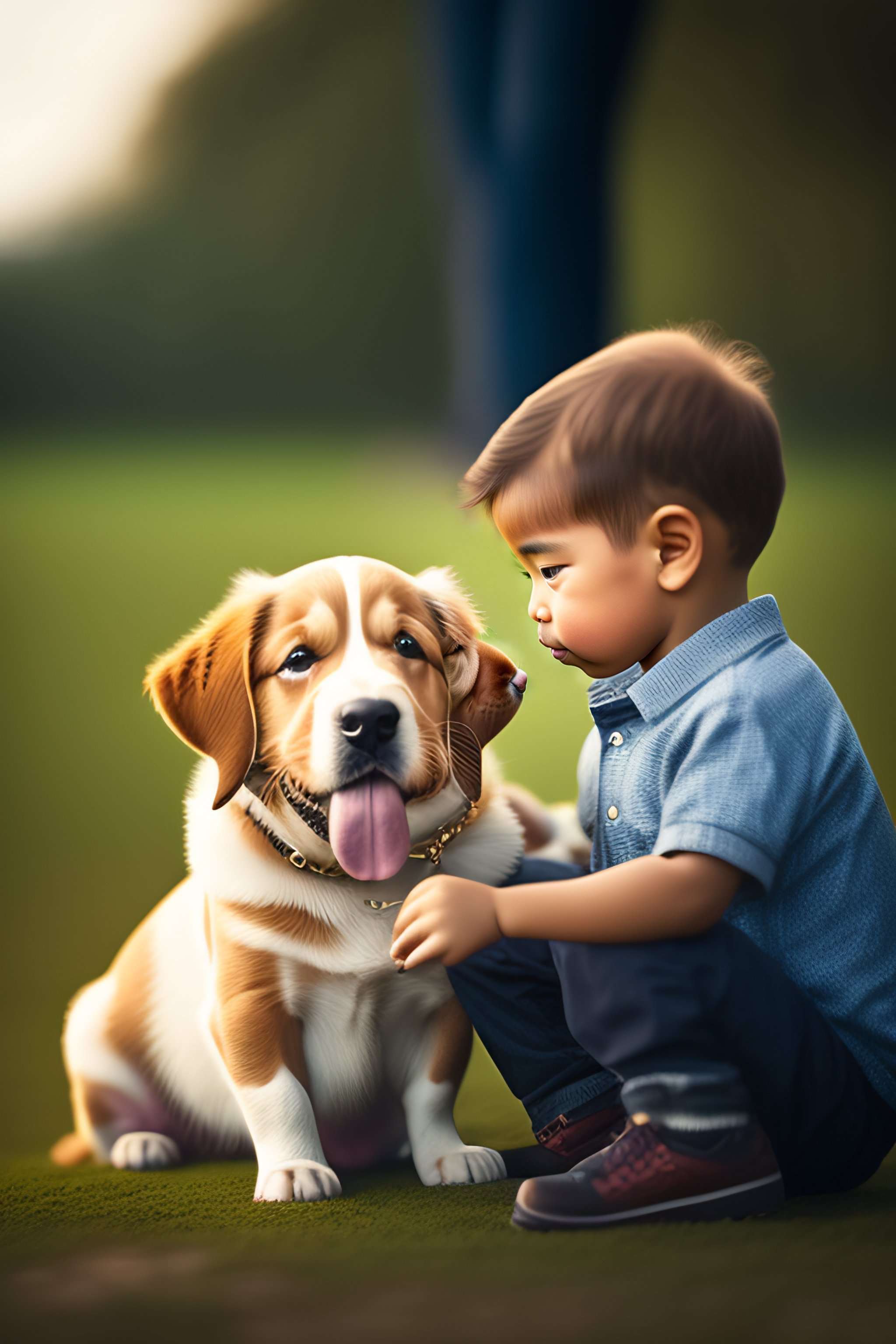 Lexica - Boy play with dog