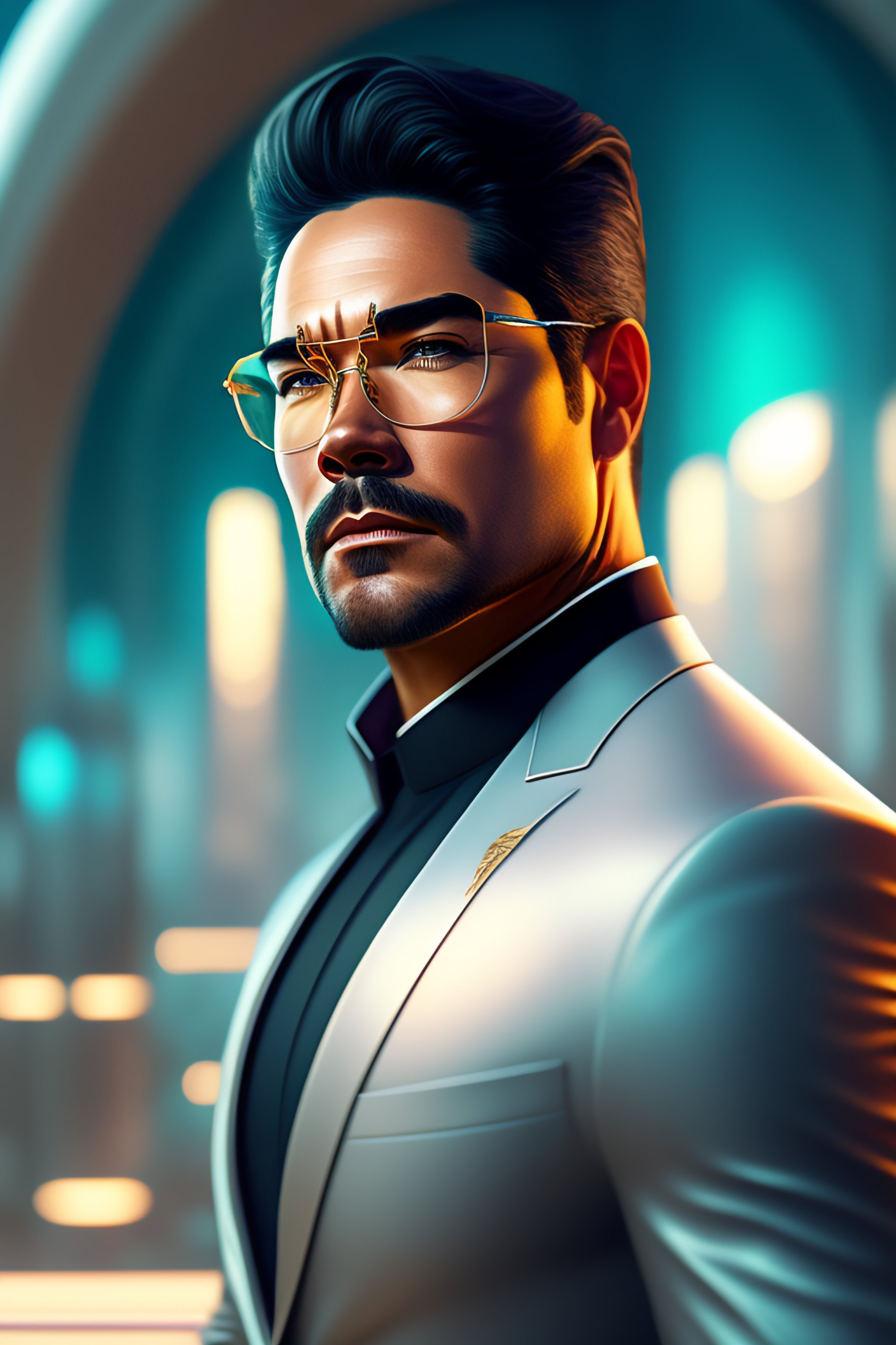 Lexica - Portrait of dean cain with Protection Glasses white tuft in a ...