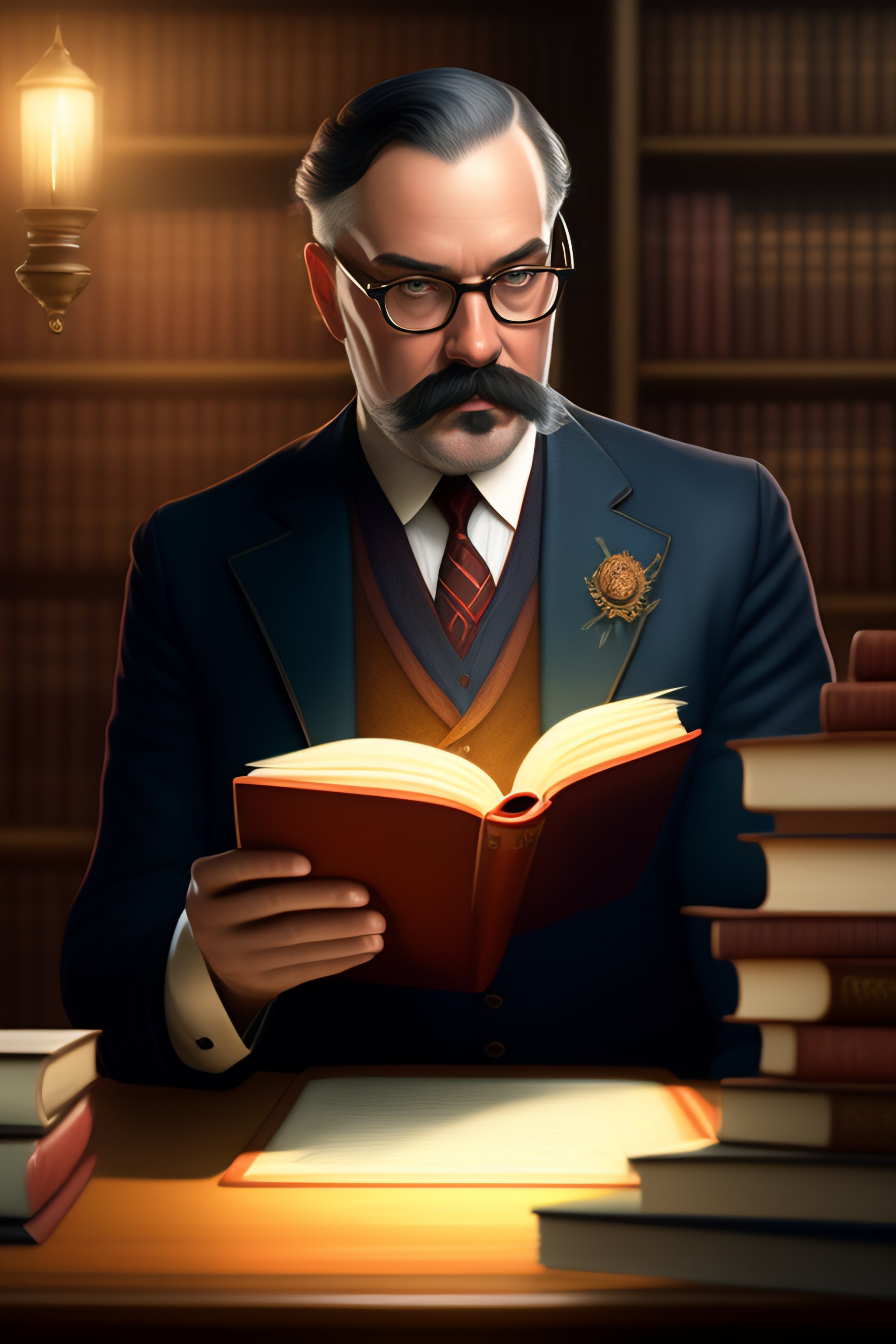 Lexica - Lovecraftian portrait of a 1920s librarian with glasses, old ...