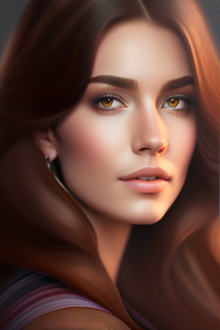 Lexica - A girl with small lips،and brown hair,oval face and doe eyes