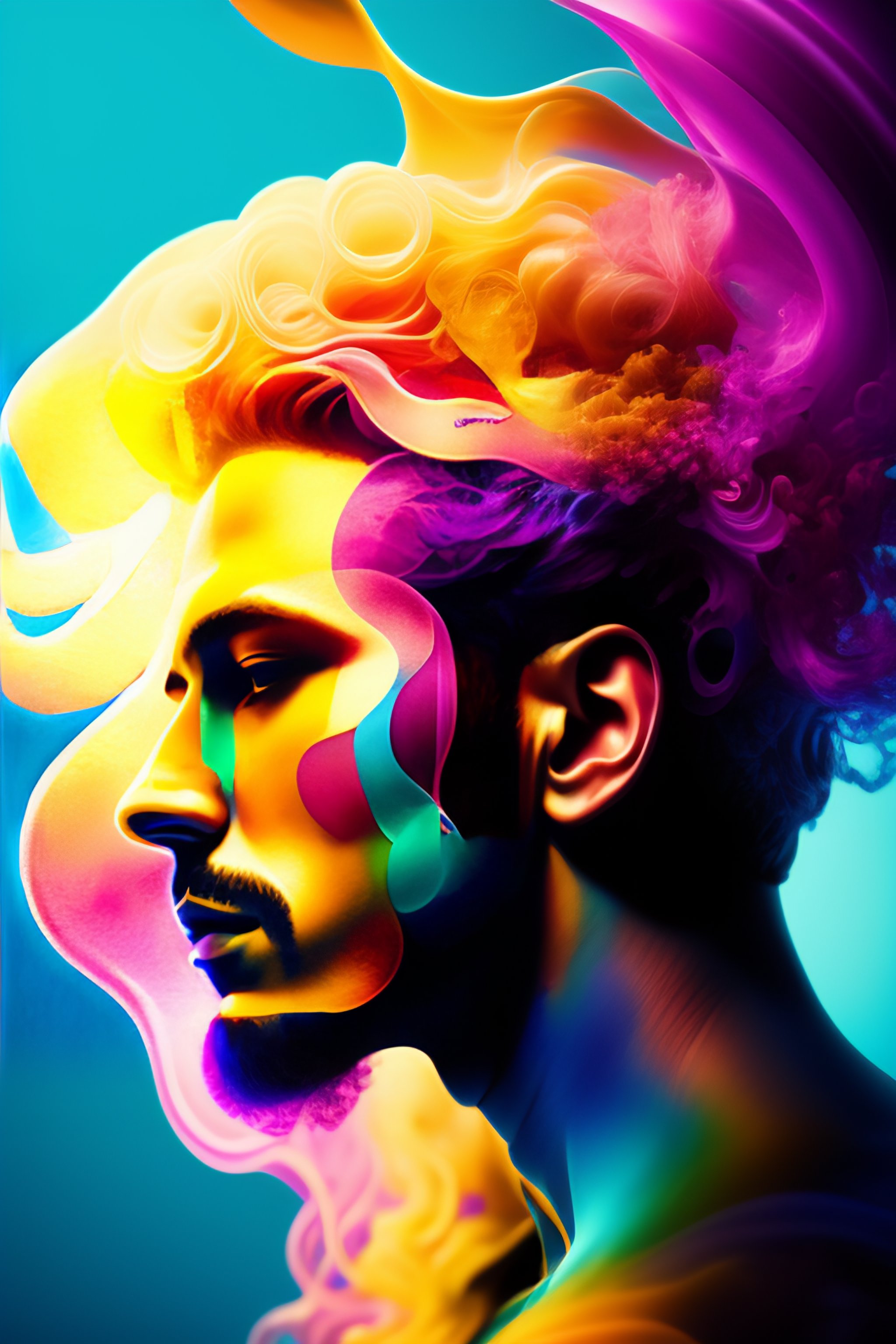 Lexica - Abstract colorful underwater ink art of a beautiful man ...
