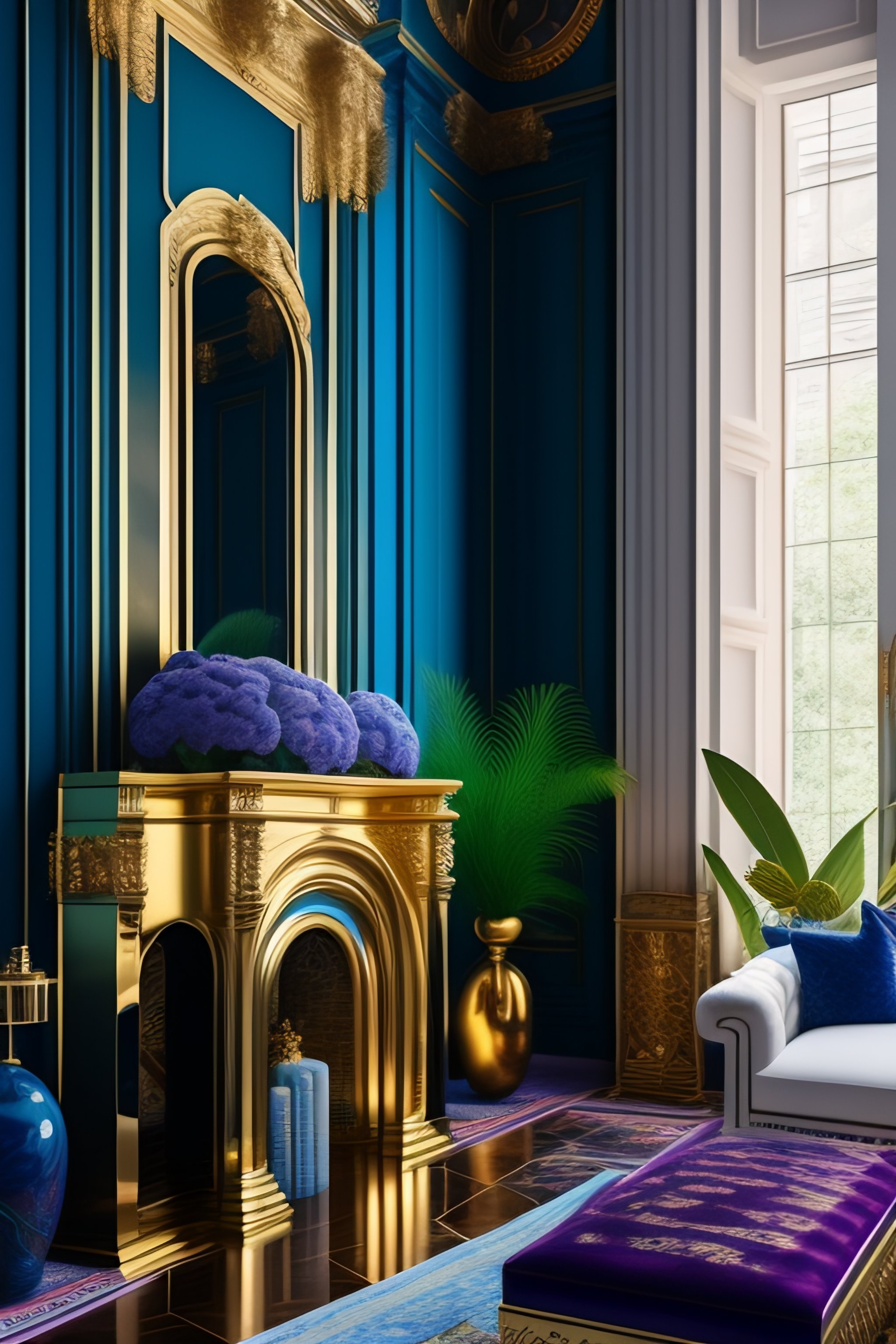Lexica - Photo by Architectural Digest: Maximalist blue {vaporwave ...