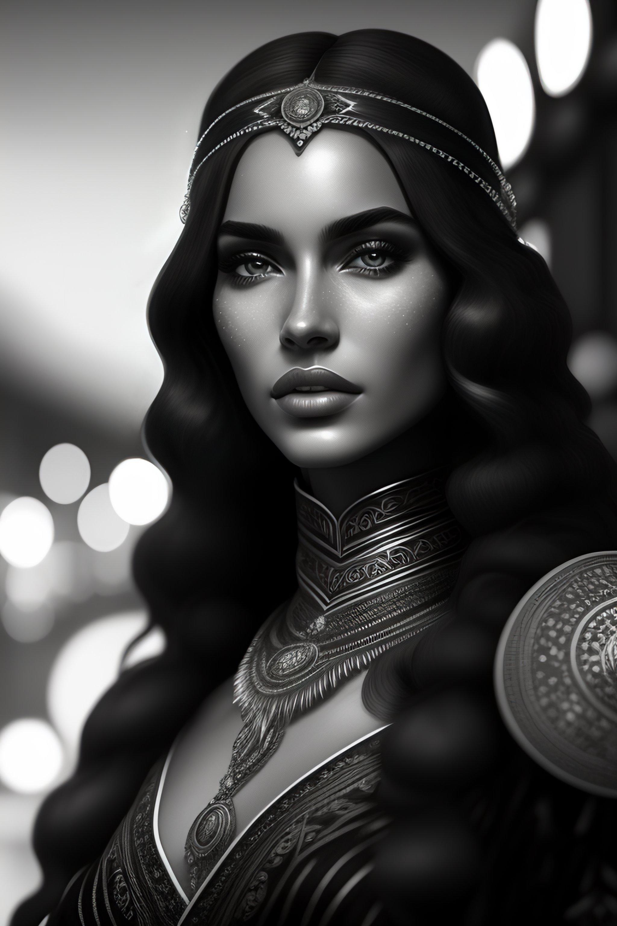 Lexica - Beautiful bohemian young woman, black and white, long gaze,8k ...