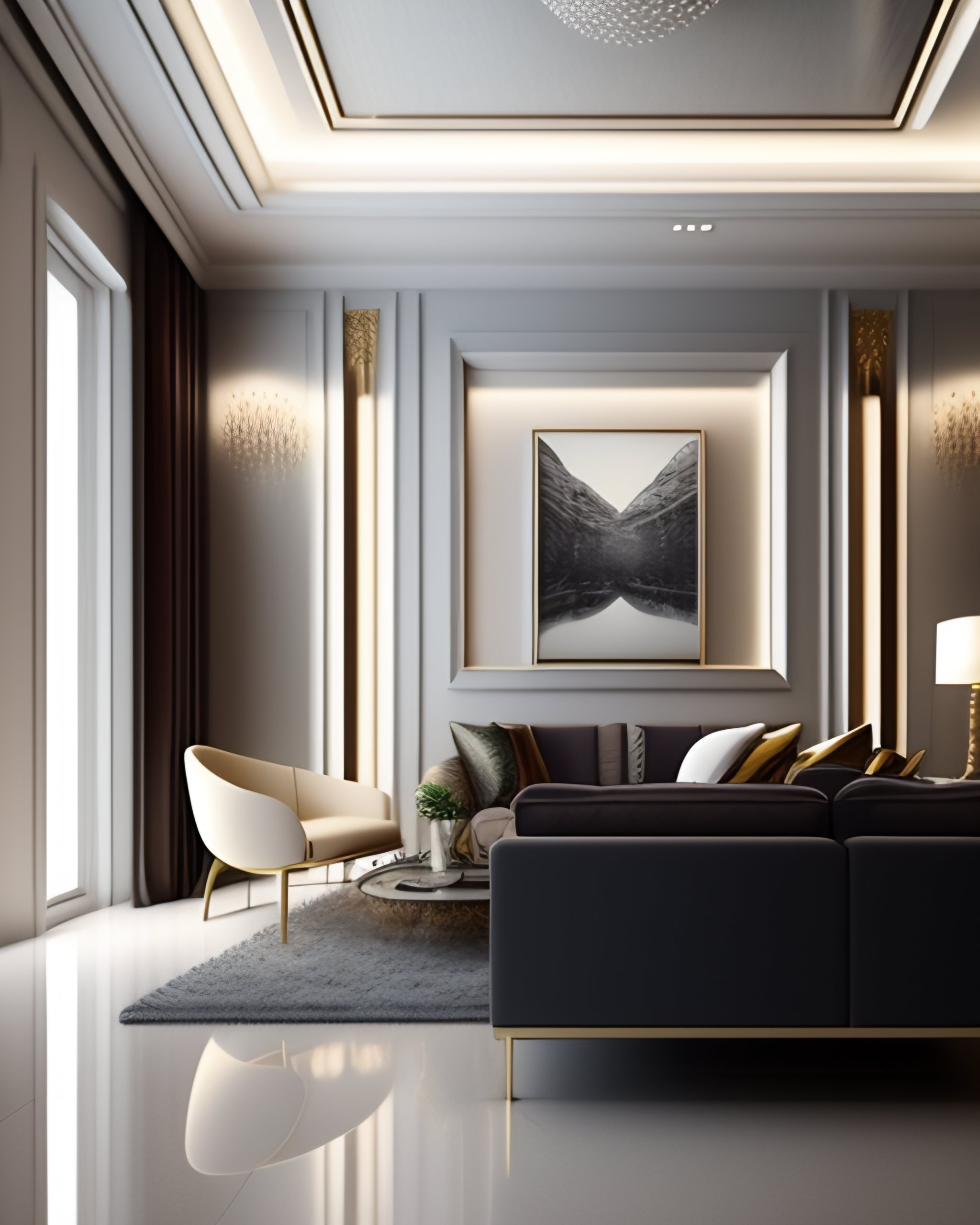 Lexica - White colour interior, drawing room, realistic