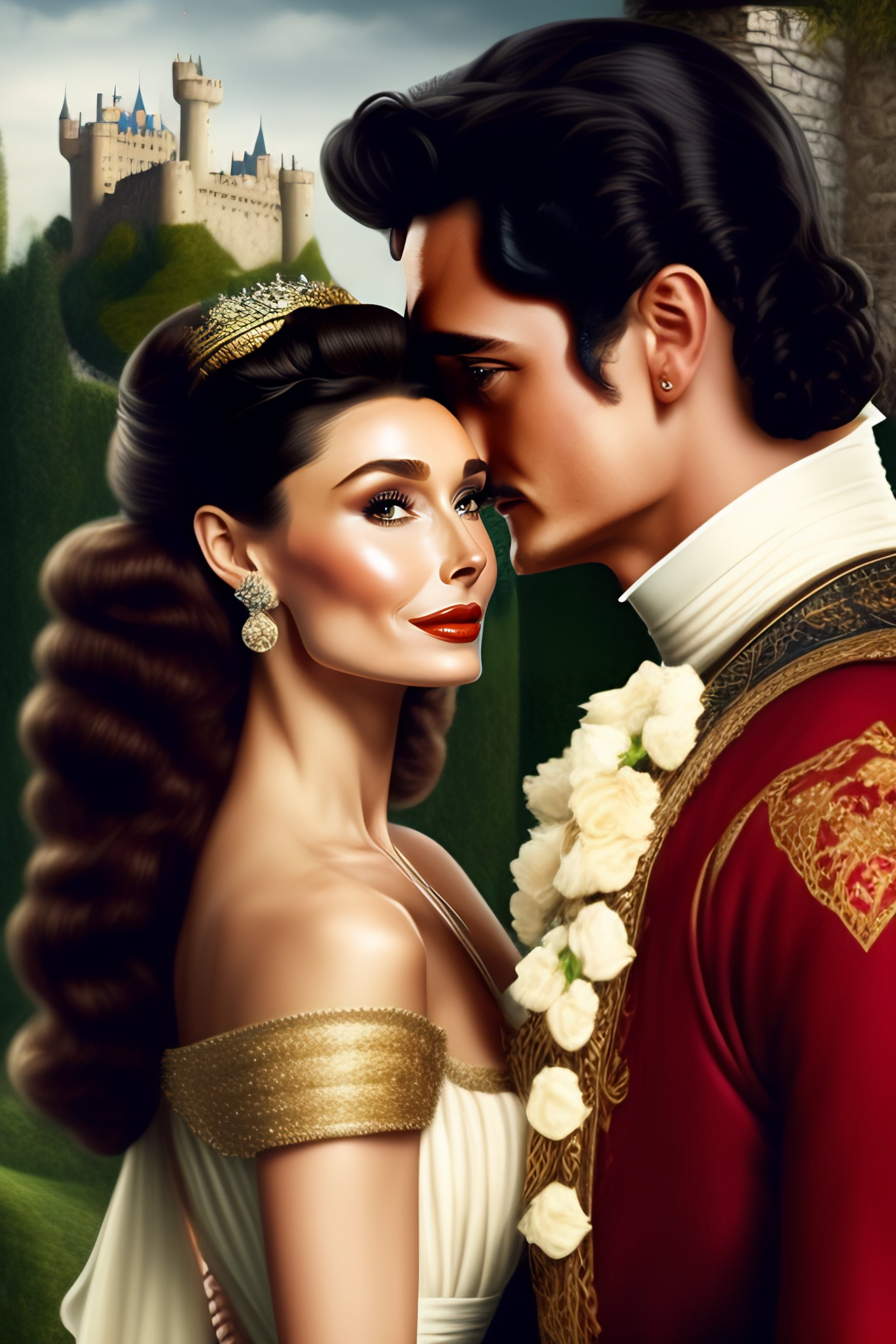 Lexica - Audrey Hepburn together with Orlando Bloom in medieval style ...