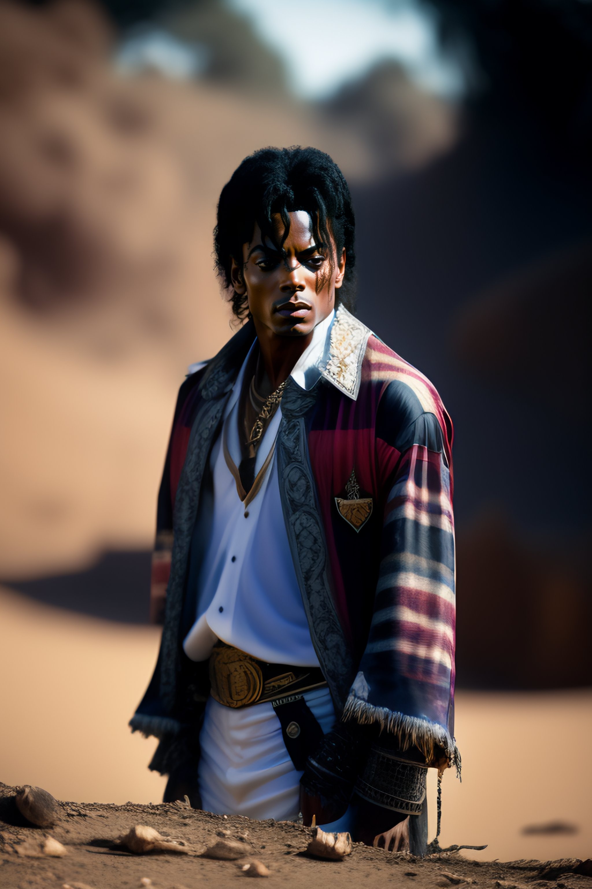 Lexica - Wide angle Environmental shot of michael jackson in a ...