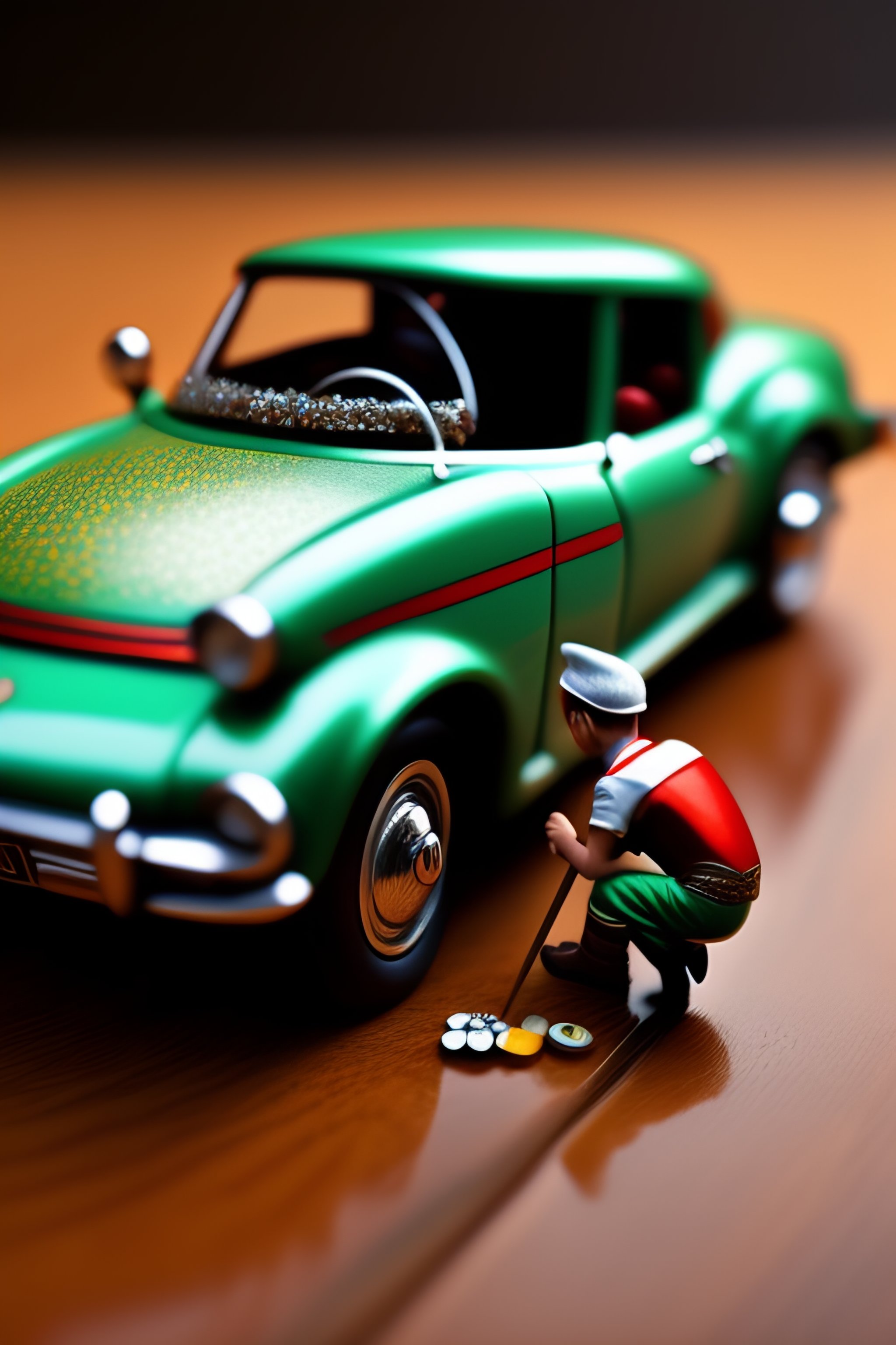 Lexica - Realistic Elf making a toy car from the viewpoint of the Elf ...