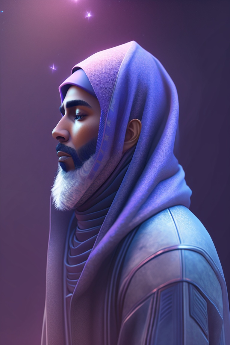 Lexica - Muslim man praying in space,masterpiece,detailed focus on face ...