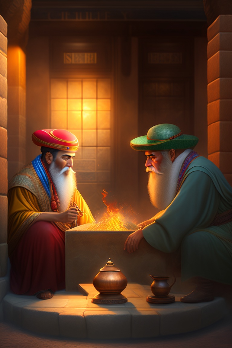 Lexica - Two men trading, exchange, ancient societies, merchandise, animals