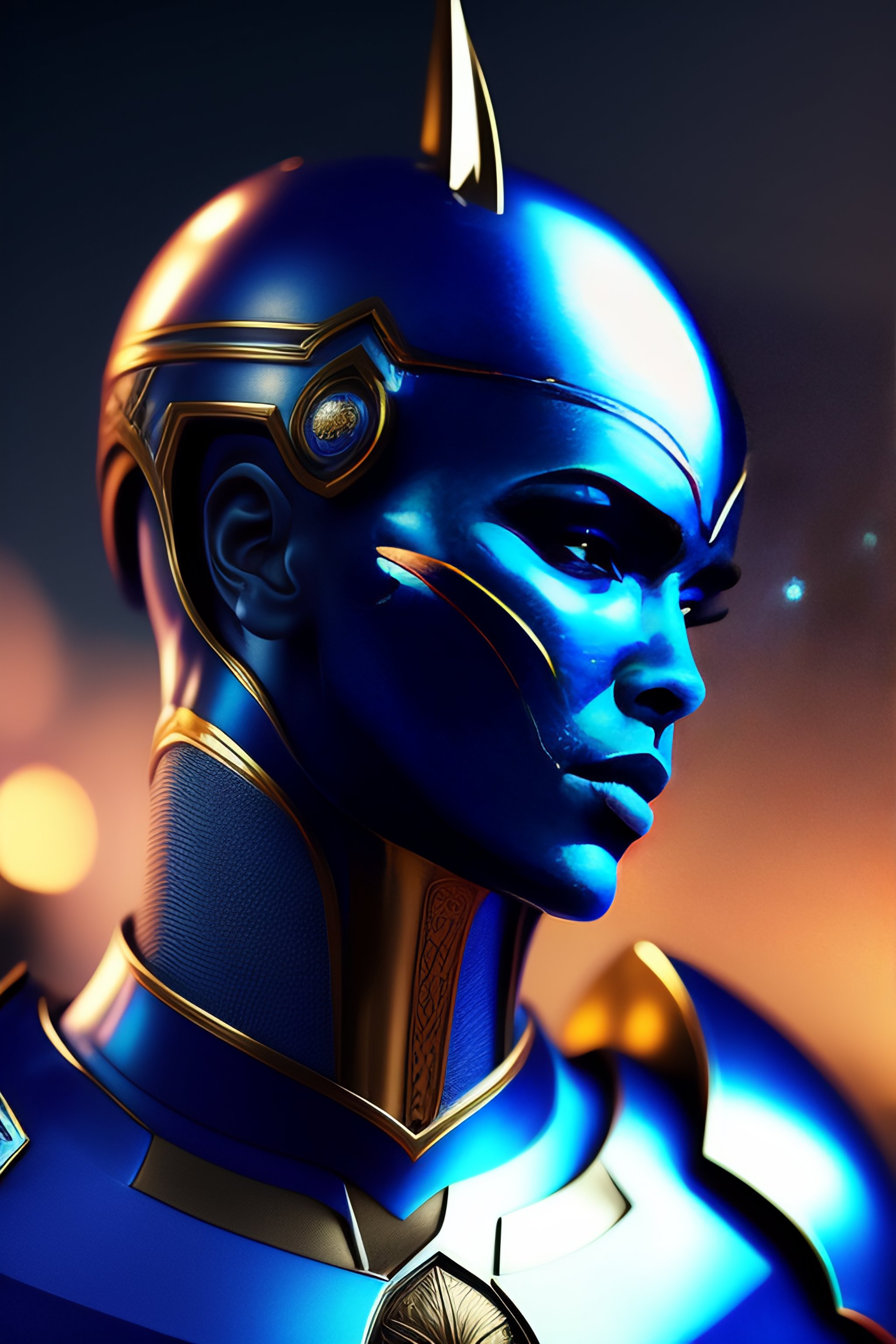 Lexica - Megamind, blue, man, black armor, big head