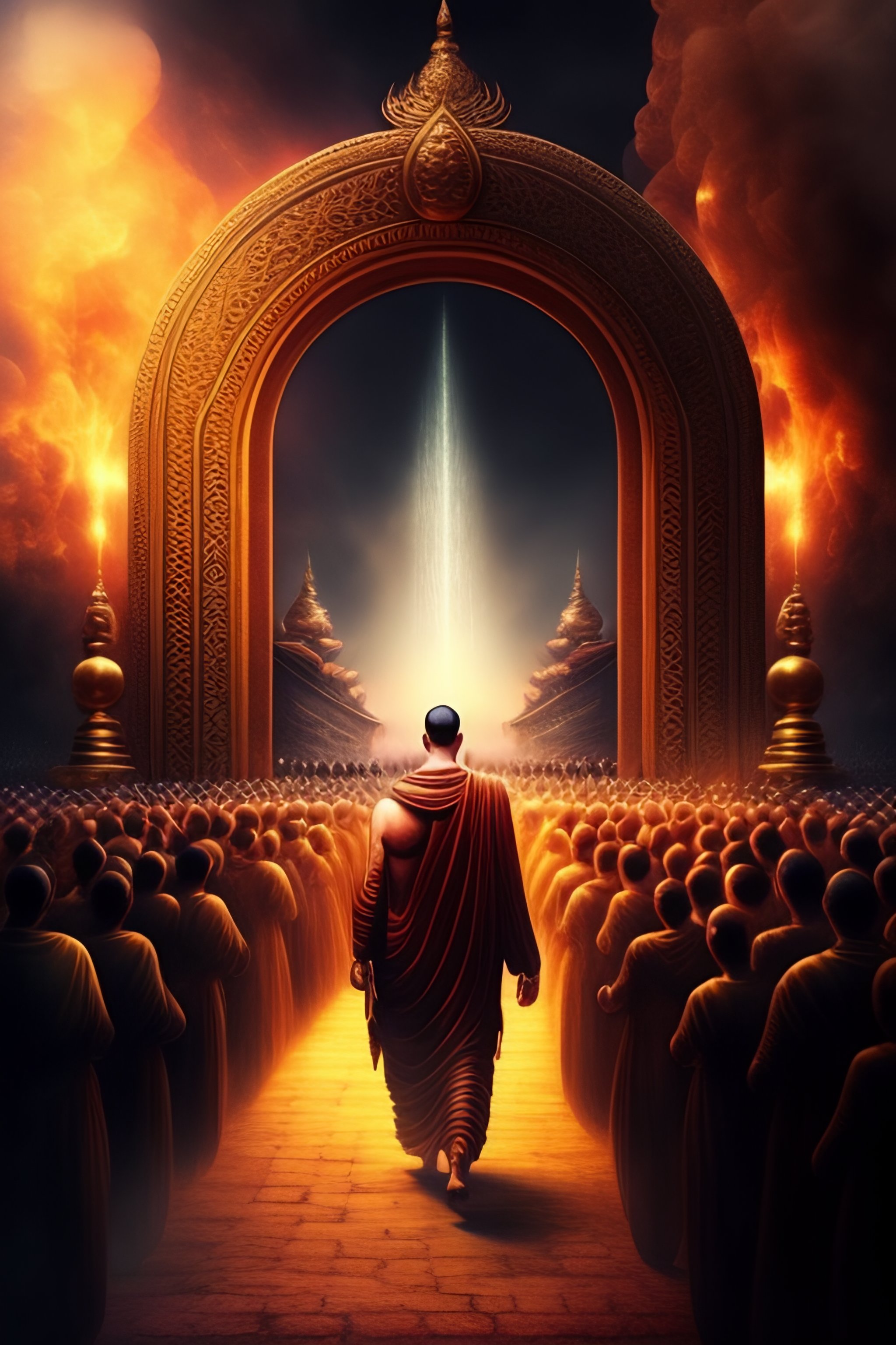 Lexica - Buddha breaks the chains of doors in hell and leads thousands ...