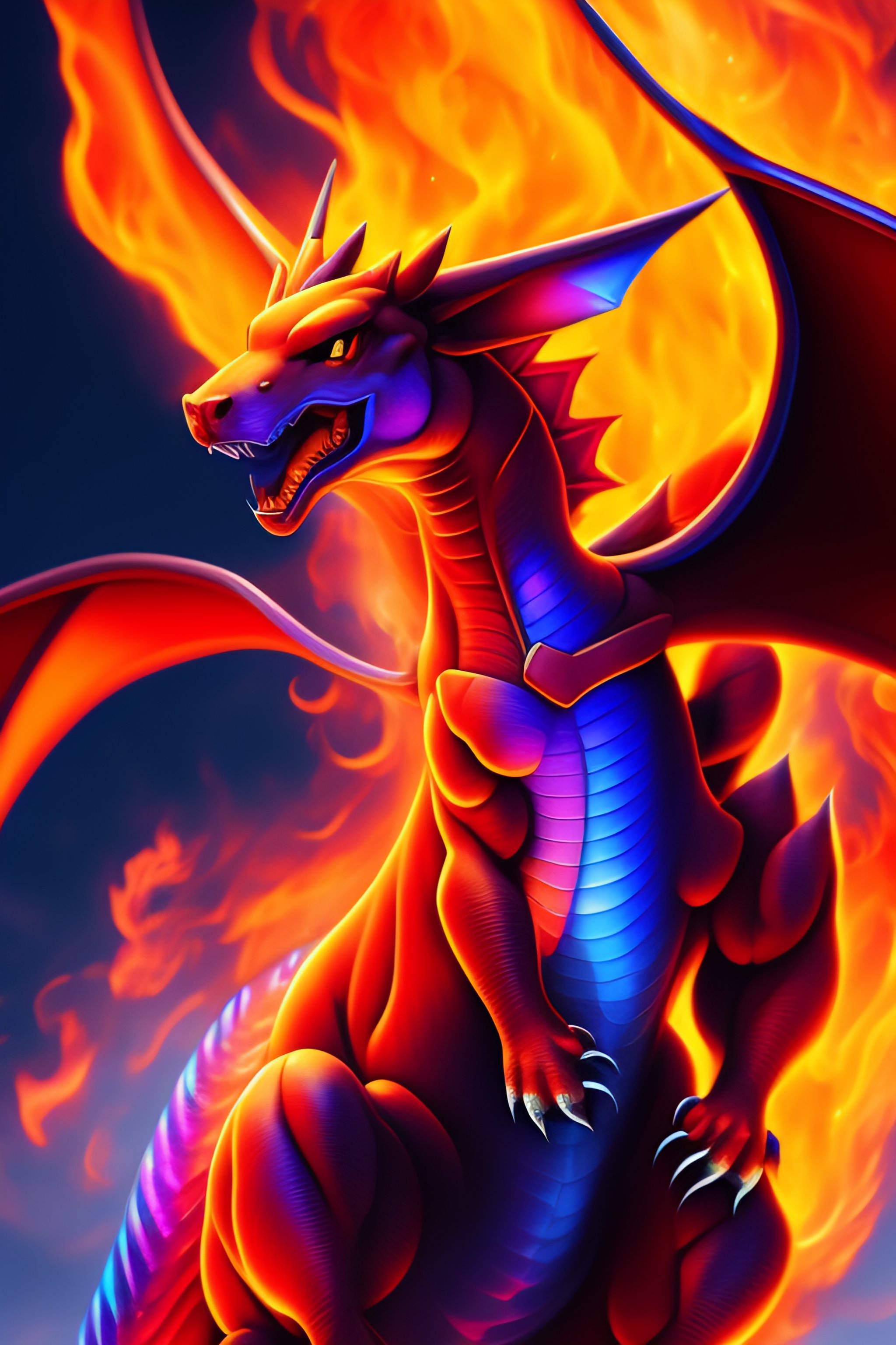 Lexica - Create an AI-generated piece of art featuring Charizard, the ...