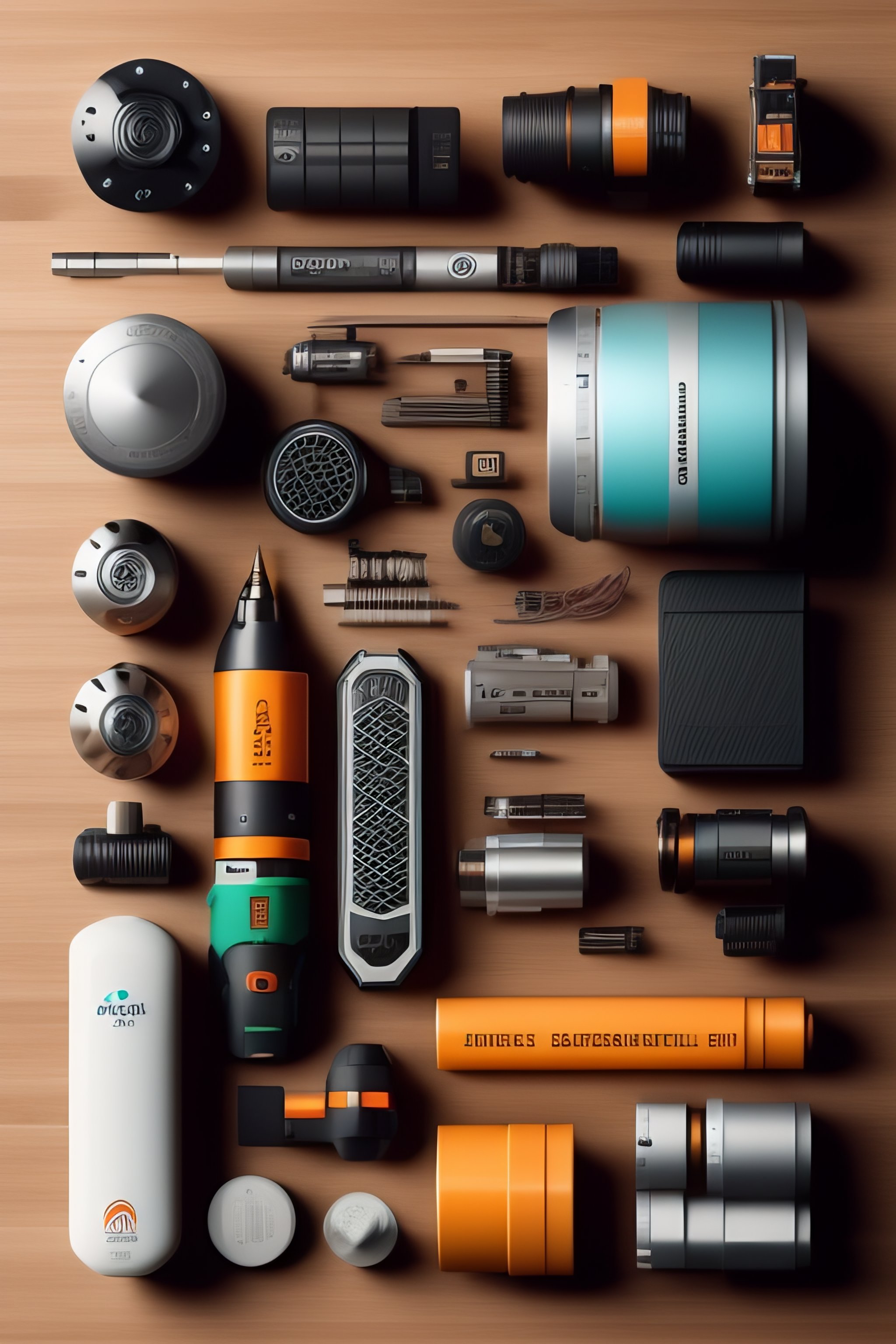 Lexica - Knolling, flat lay, mechanical creatures