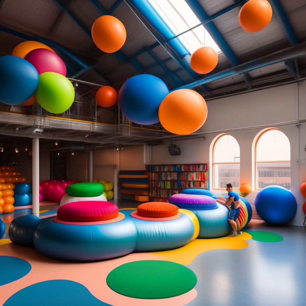 Lexica - HD photo of a interior design room with a lot of inflatables ...