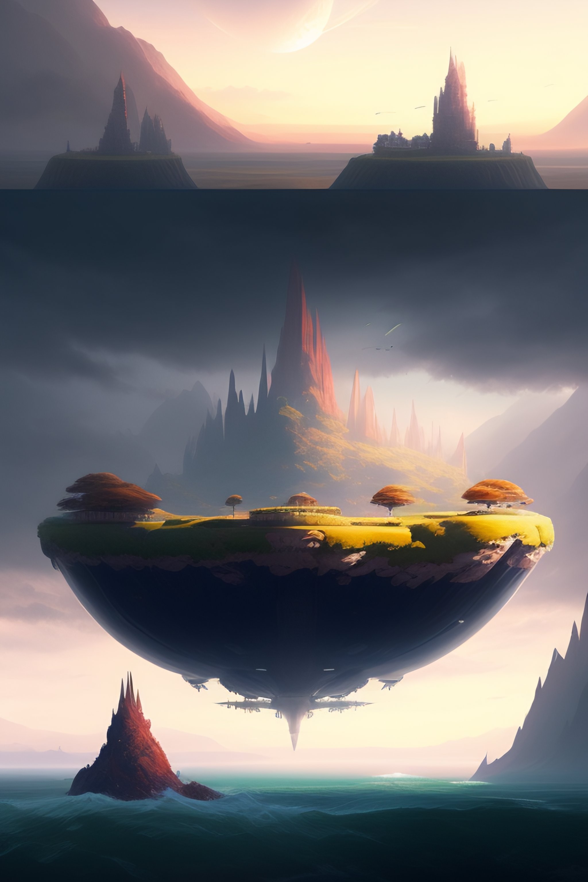 Lexica - Floating islands in the sky, fantasy, greg rutkowski