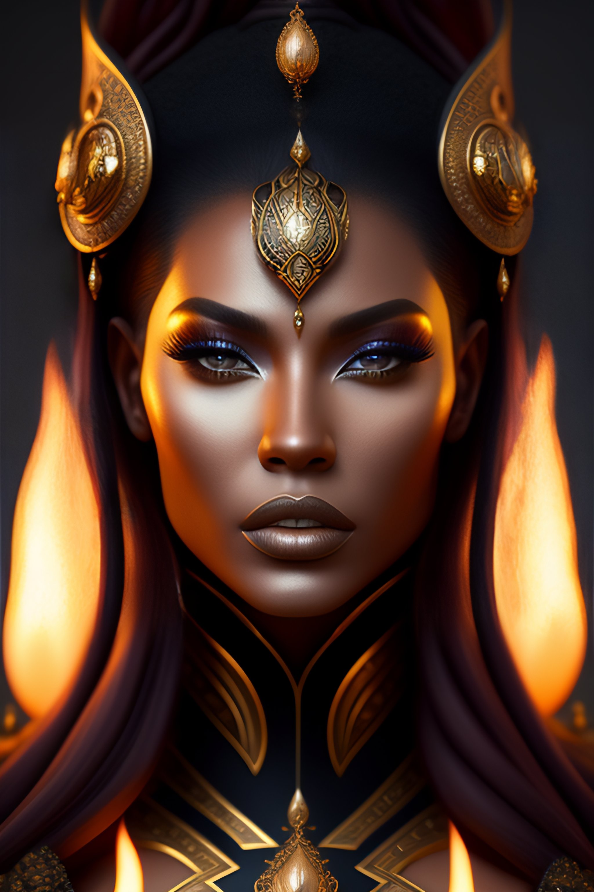 Lexica - Front shot of a queen burning hair, intricate, elegant, highly ...
