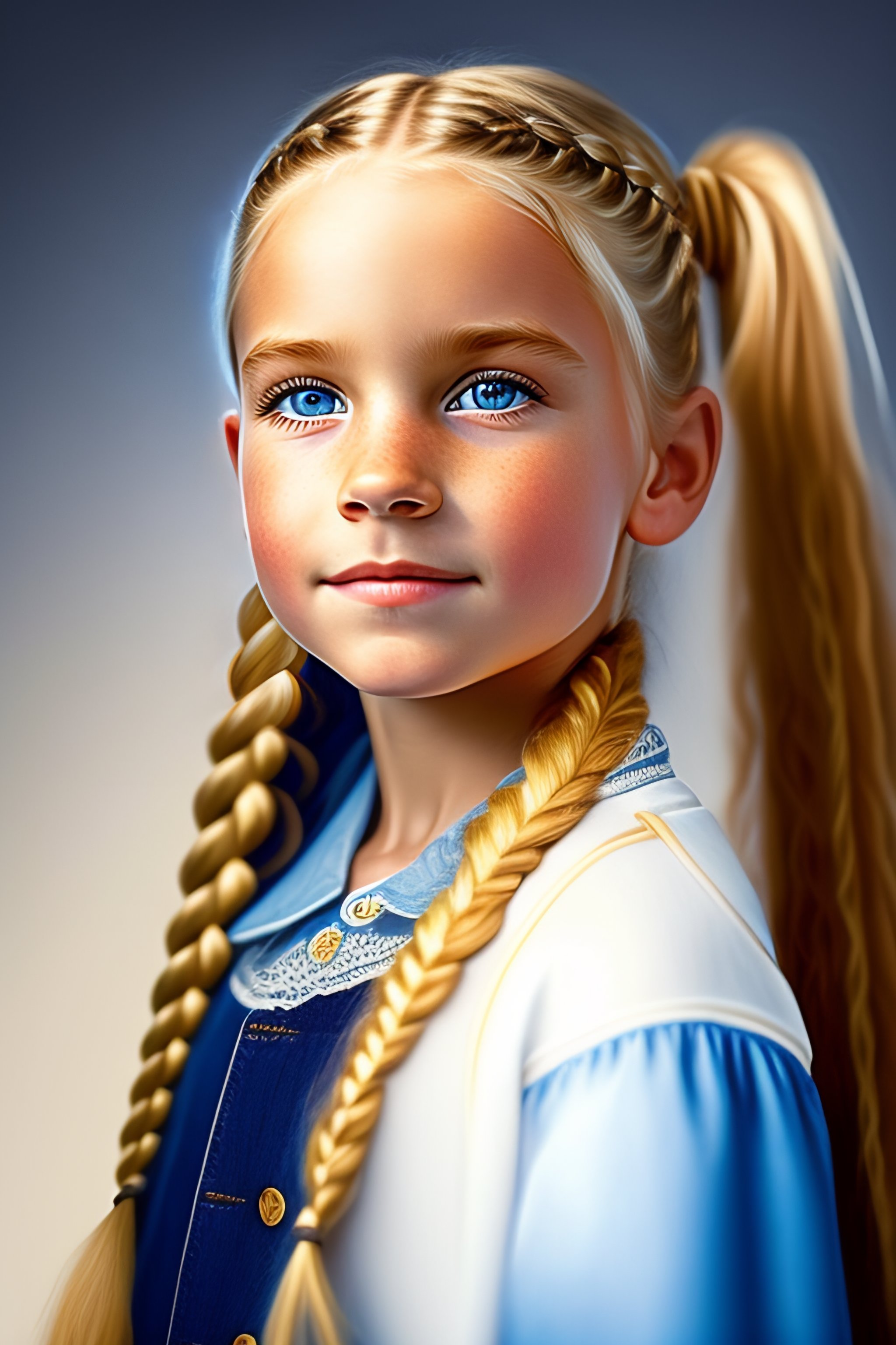 Lexica - A realistic portrait of a little girl with blue eyes, pale ...