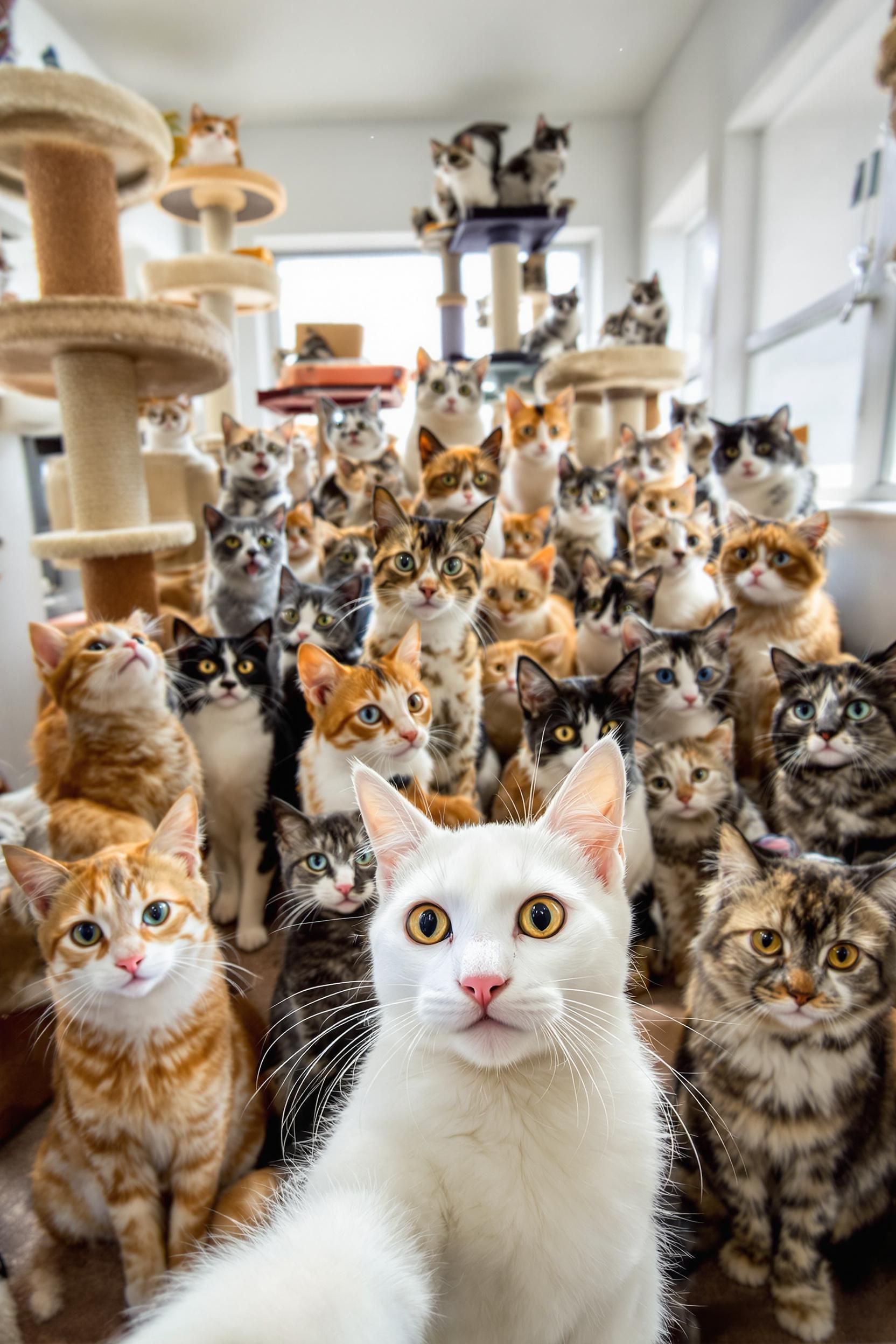 Lexica - A lot of cats take a selfie, photography very realist