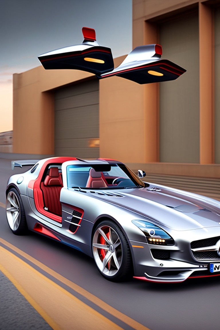 Lexica - Futuristic Mercedes-Benz SLS AMG GT with gull-wing doors open ...