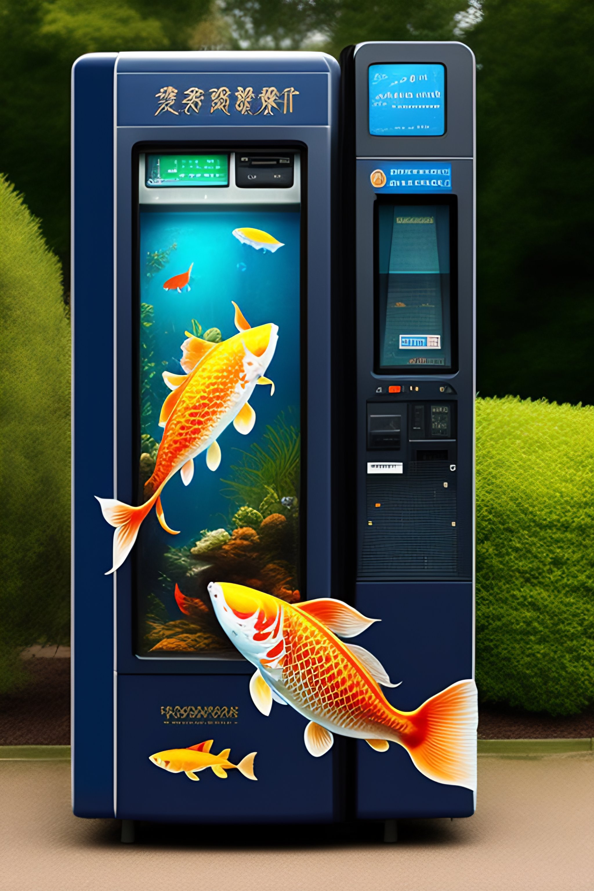 Lexica - Vending machine with a koi inside