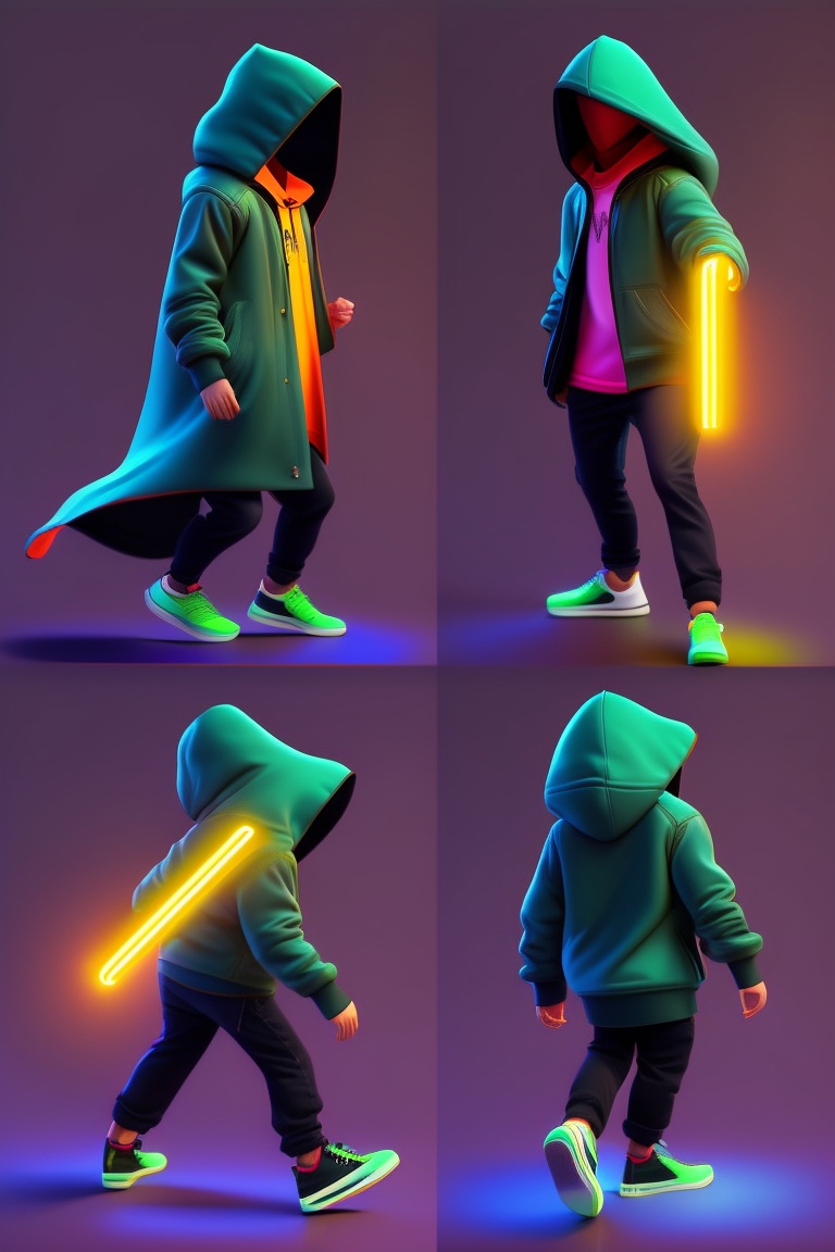 Lexica - Male character , faceless , , hooded , super detailed , neon ...