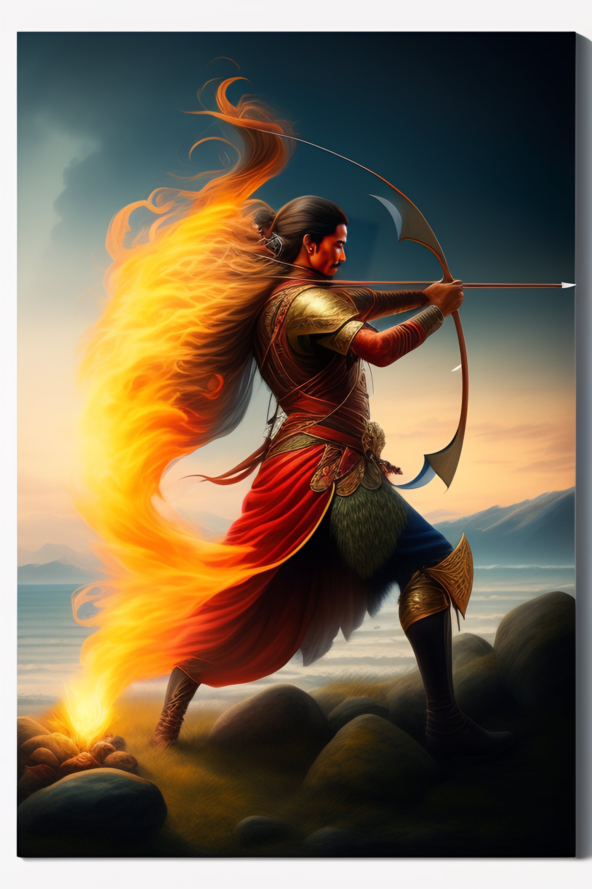 Lexica - Single object, bow without string, shooting an arrow of fire ...