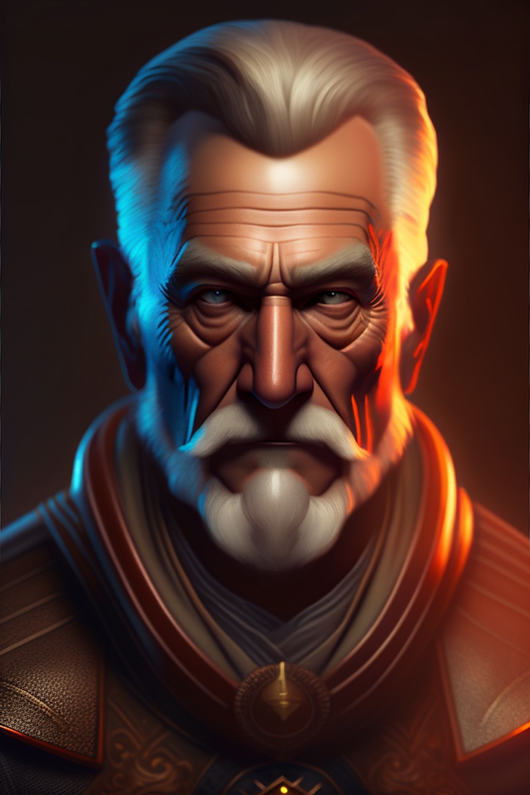 Lexica - A old stoic warrior, straigh face, looking in front waith a ...