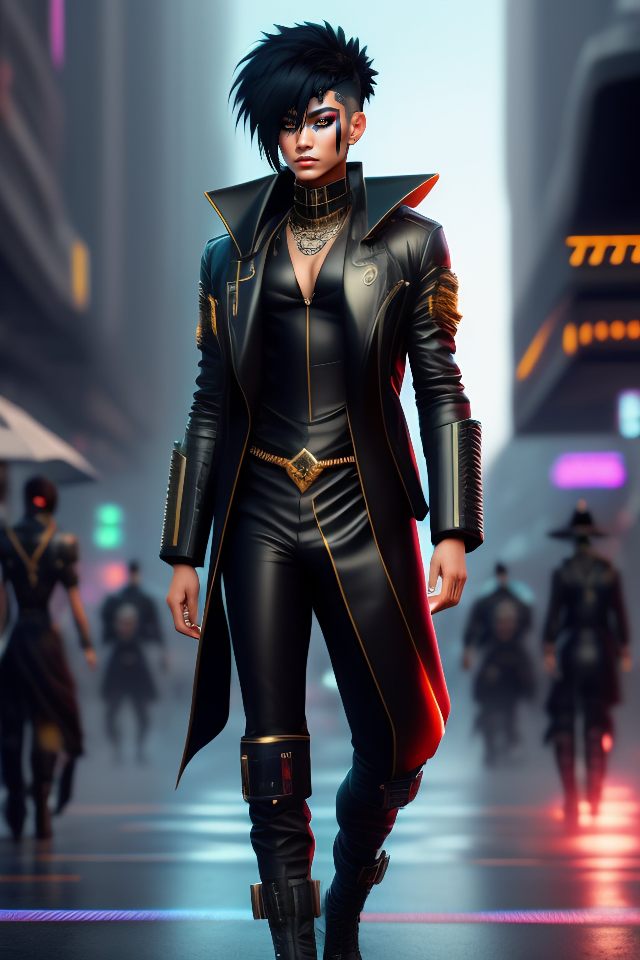 Lexica - Full body shot of male gender-fluid cyber punk from the ...