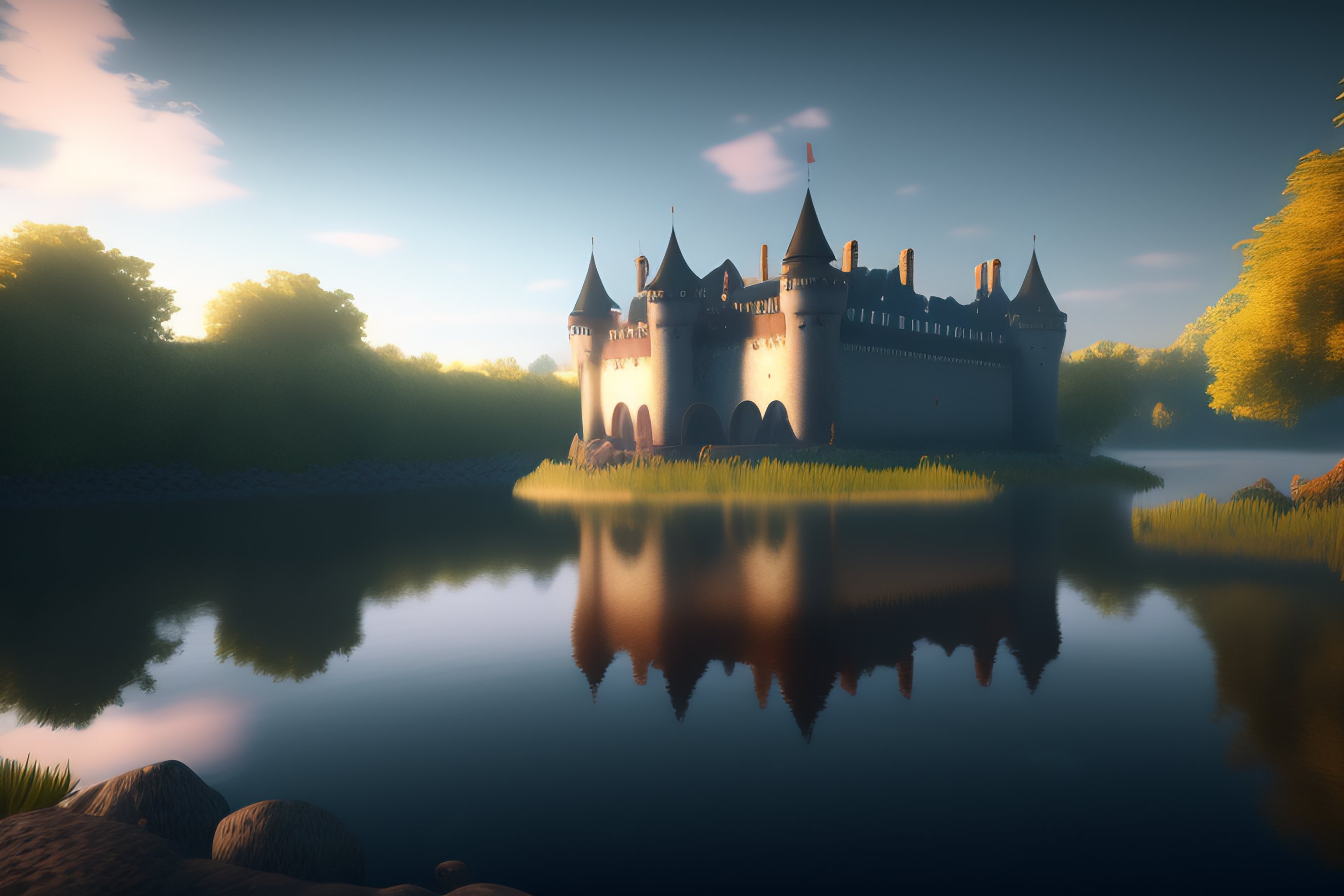 Lexica - The river castel uhd, 8k, unreal 5 render