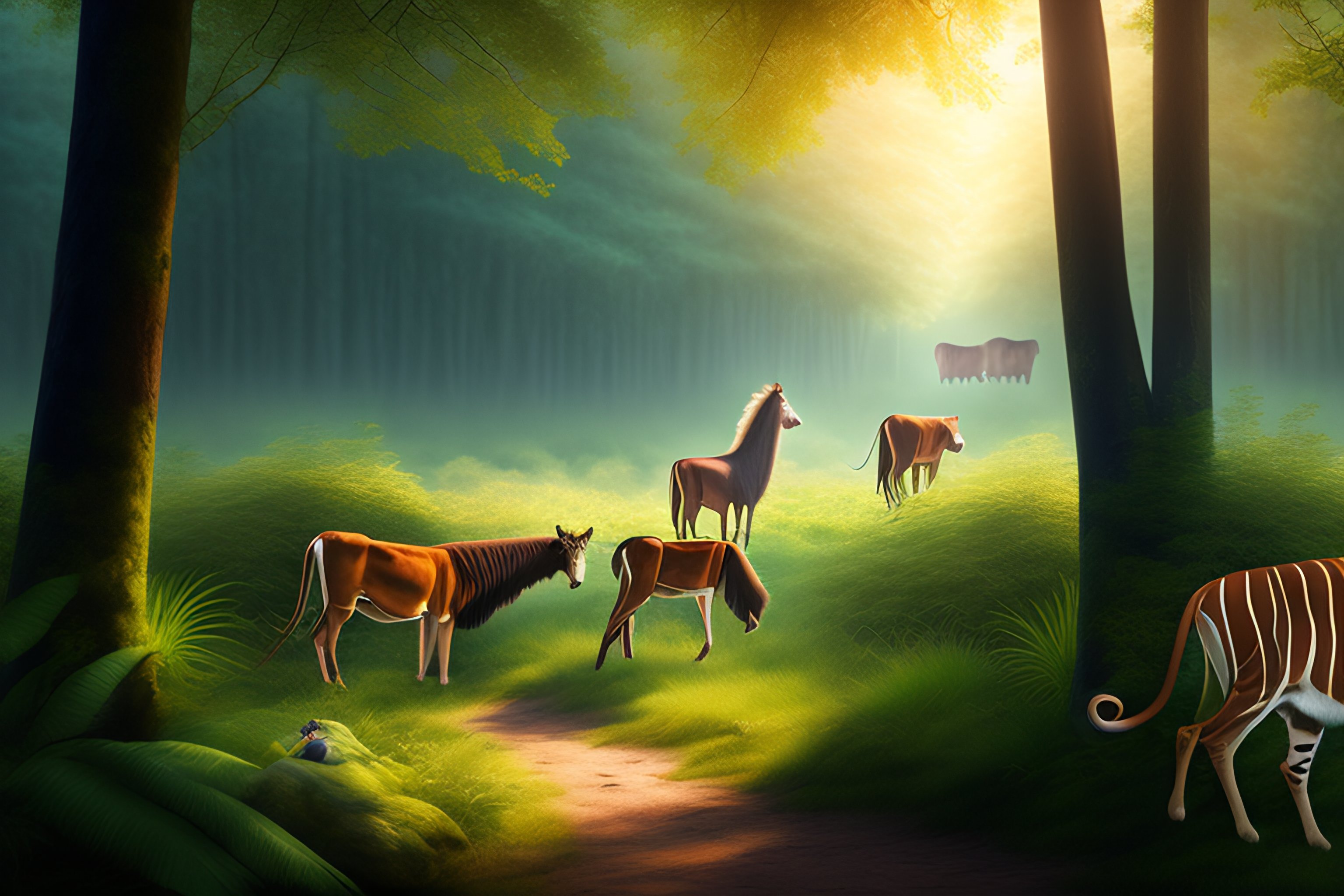 Lexica - Photorealistic, peeking point of view to a medium Clearing in ...