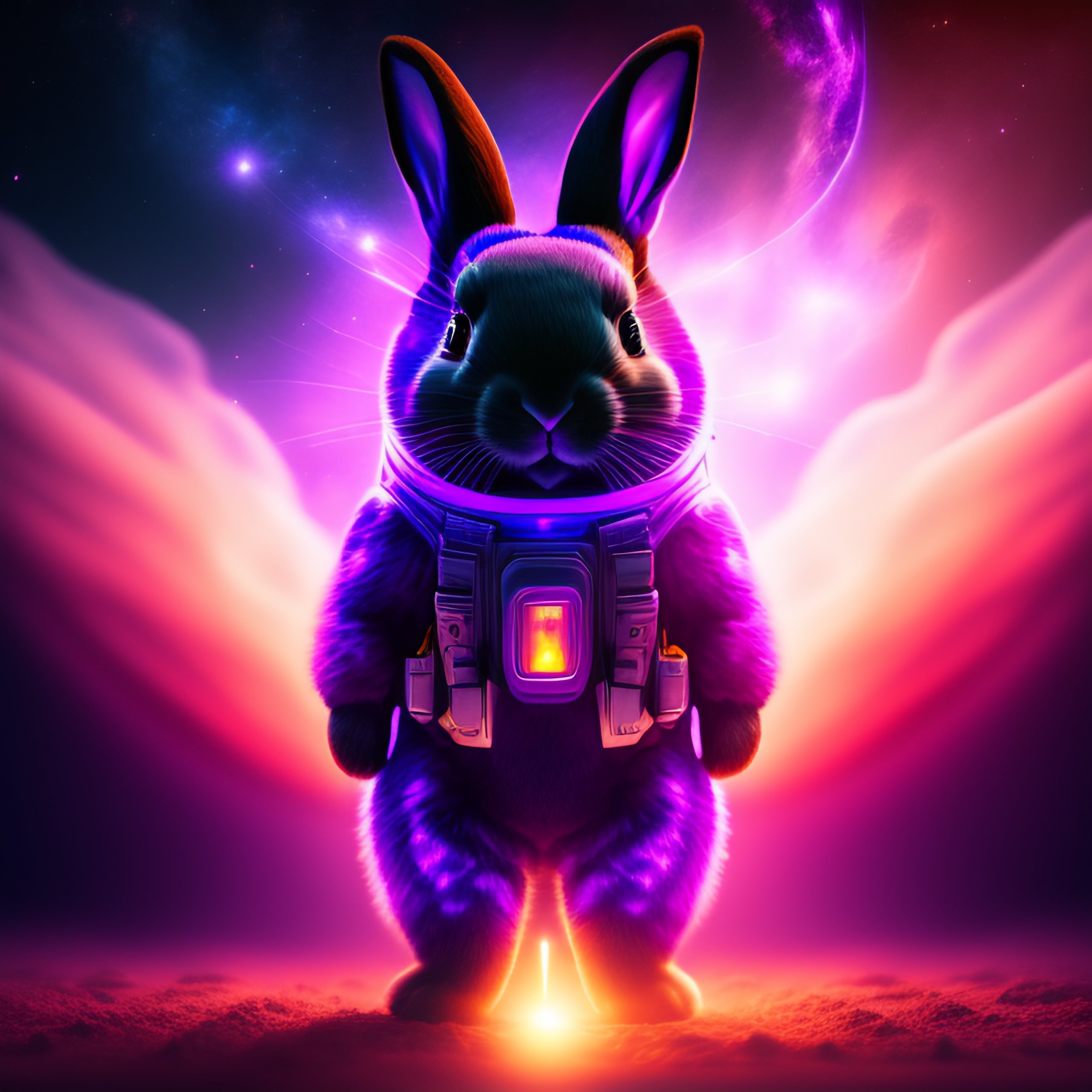 Lexica - A dark purple head Bunny in space suits, surrealism, retro ...