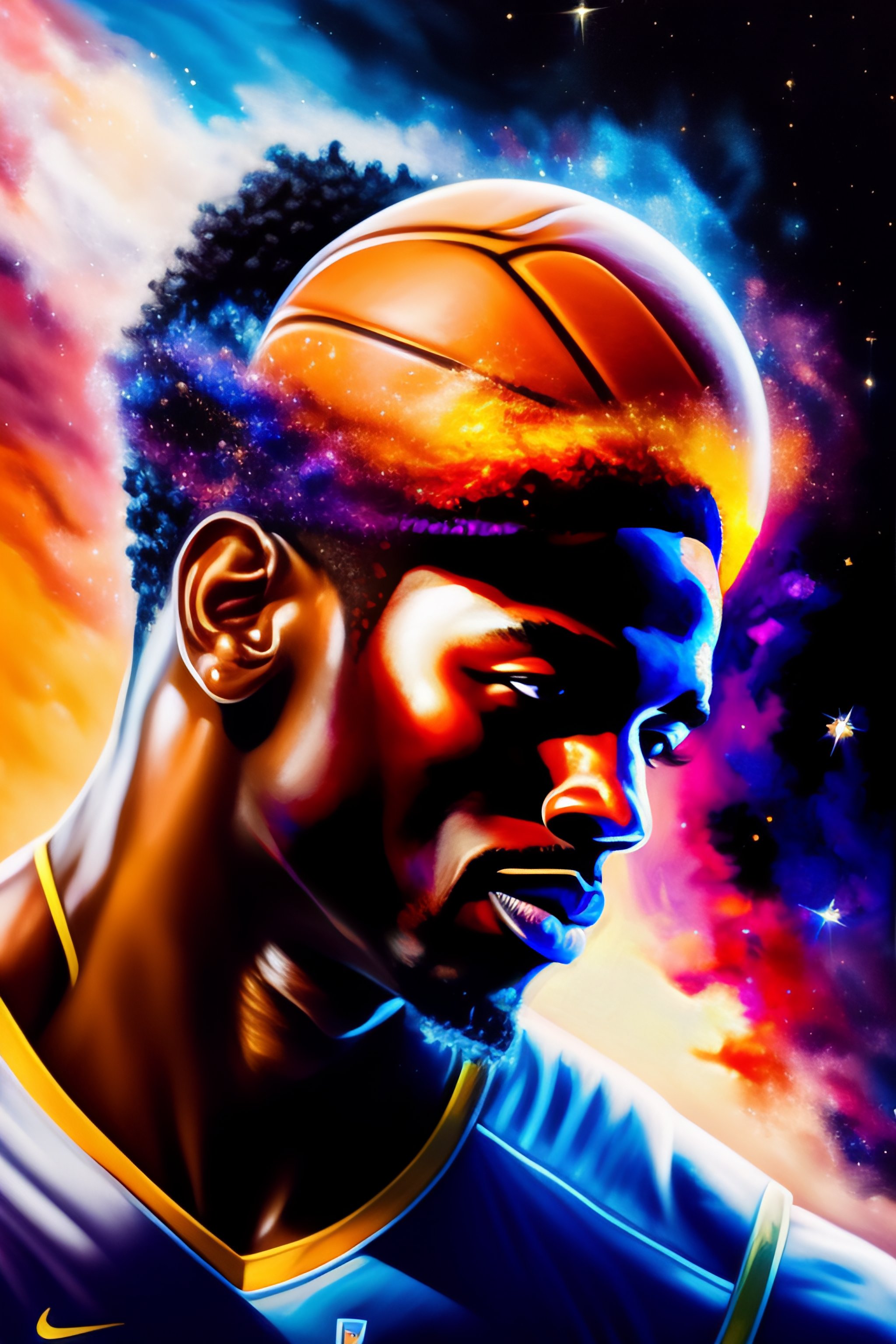 Lexica - An expressive oil painting of a basketball player dunking ...